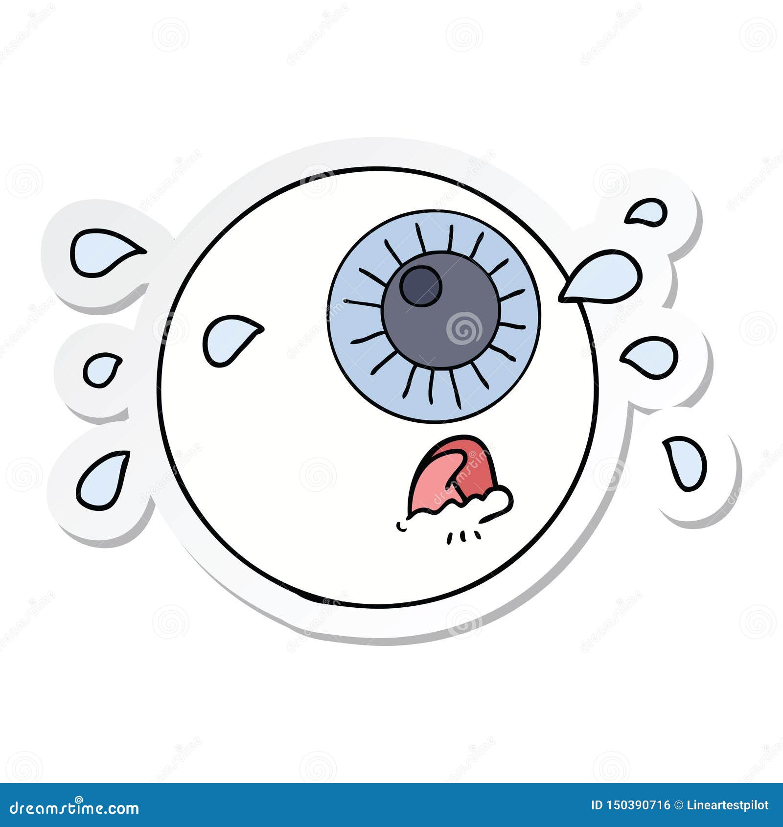 Sticker of a Cartoon Eyeball Crying Stock Vector - Illustration of ...