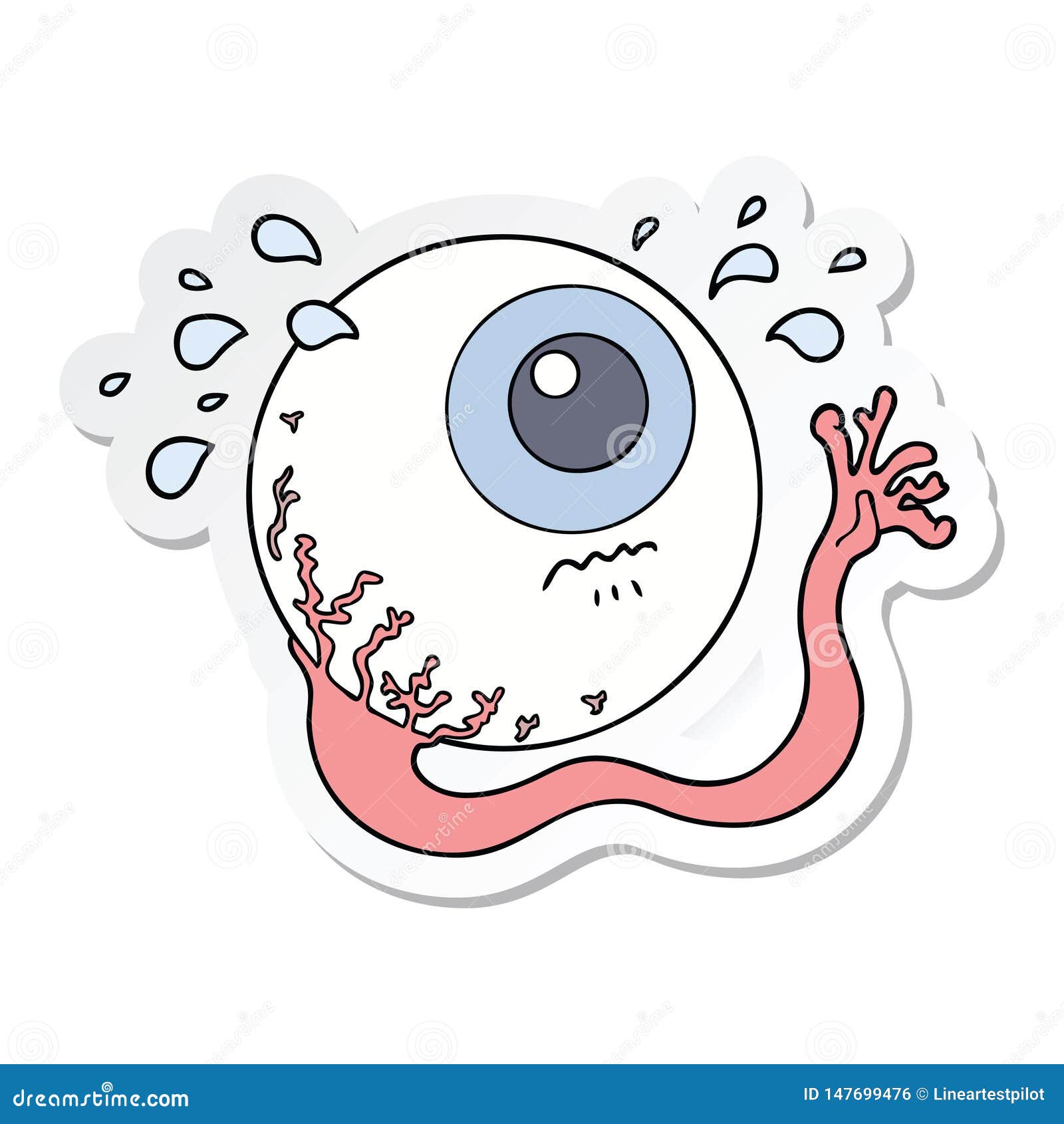 Sticker of a Cartoon Eyeball Crying Stock Vector - Illustration of ...