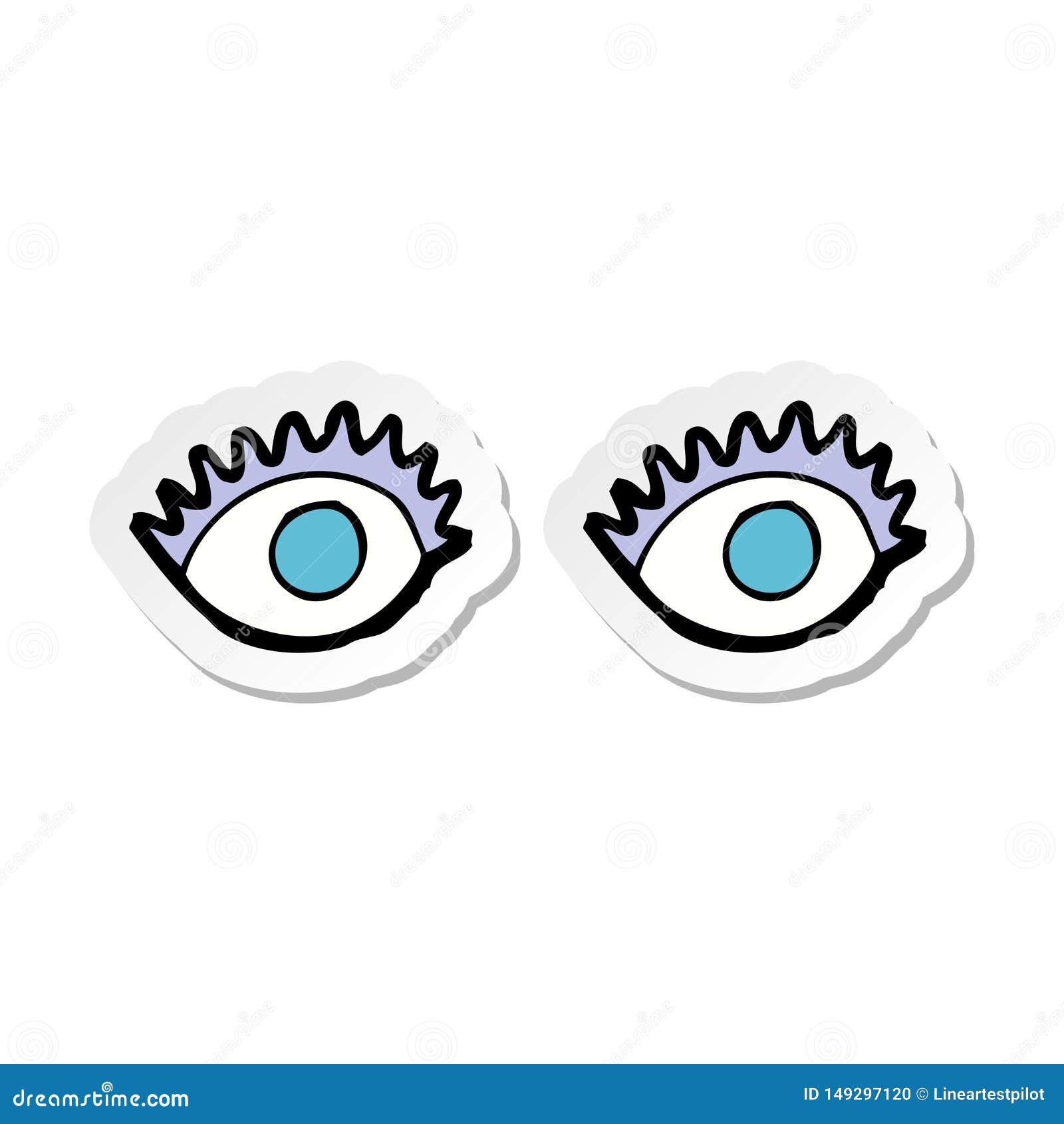 Sticker of a cartoon eyes stock vector. Illustration of drawing - 149297120