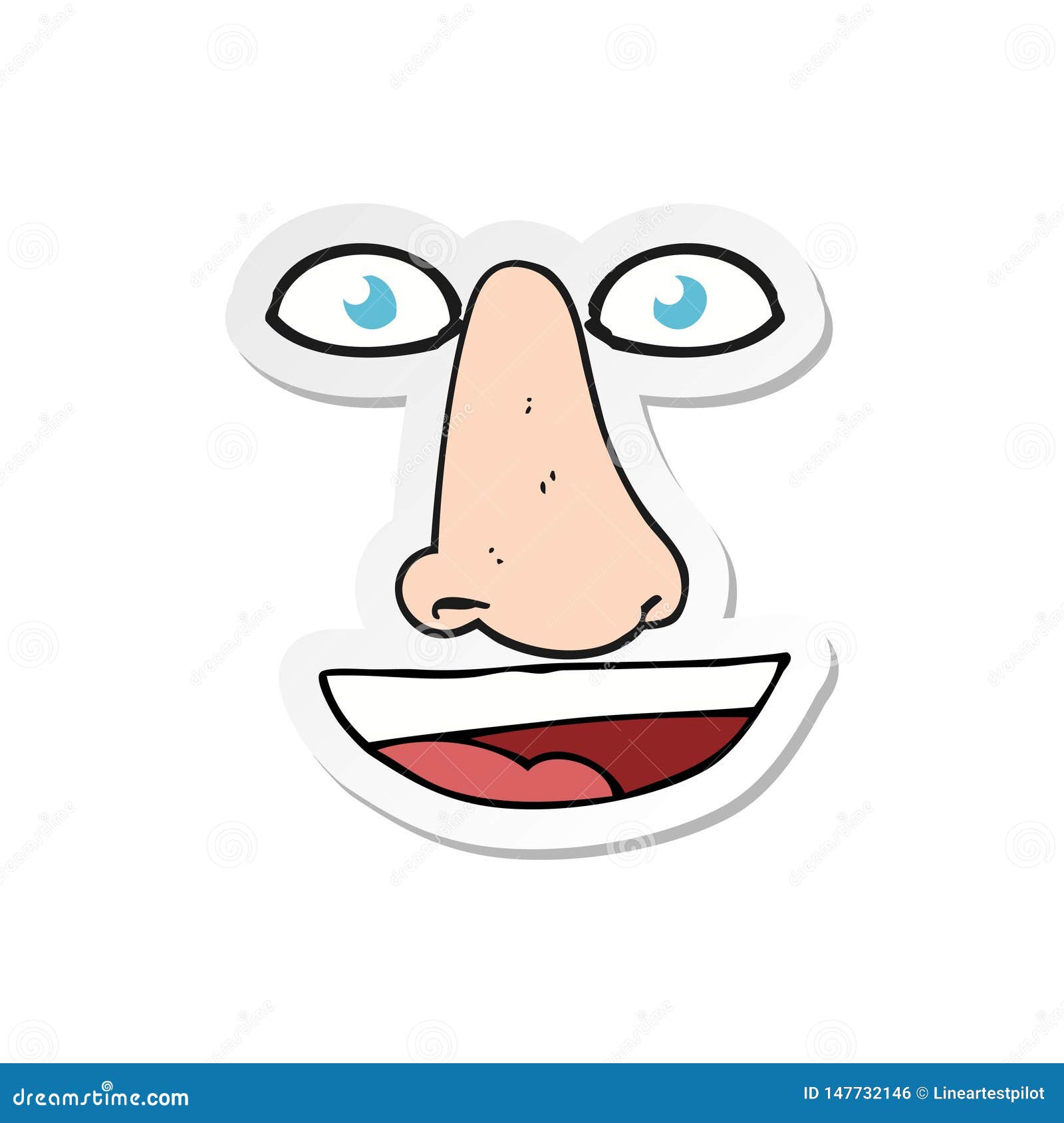 Sticker of a Cartoon Facial Features Stock Vector - Illustration of ...