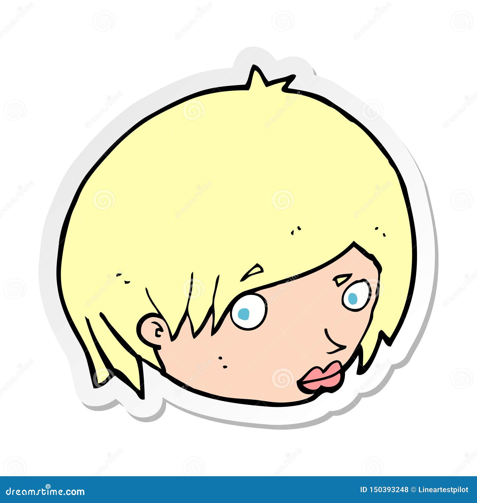 Sticker of a Cartoon Female Face with Raised Eyebrow Stock Vector ...