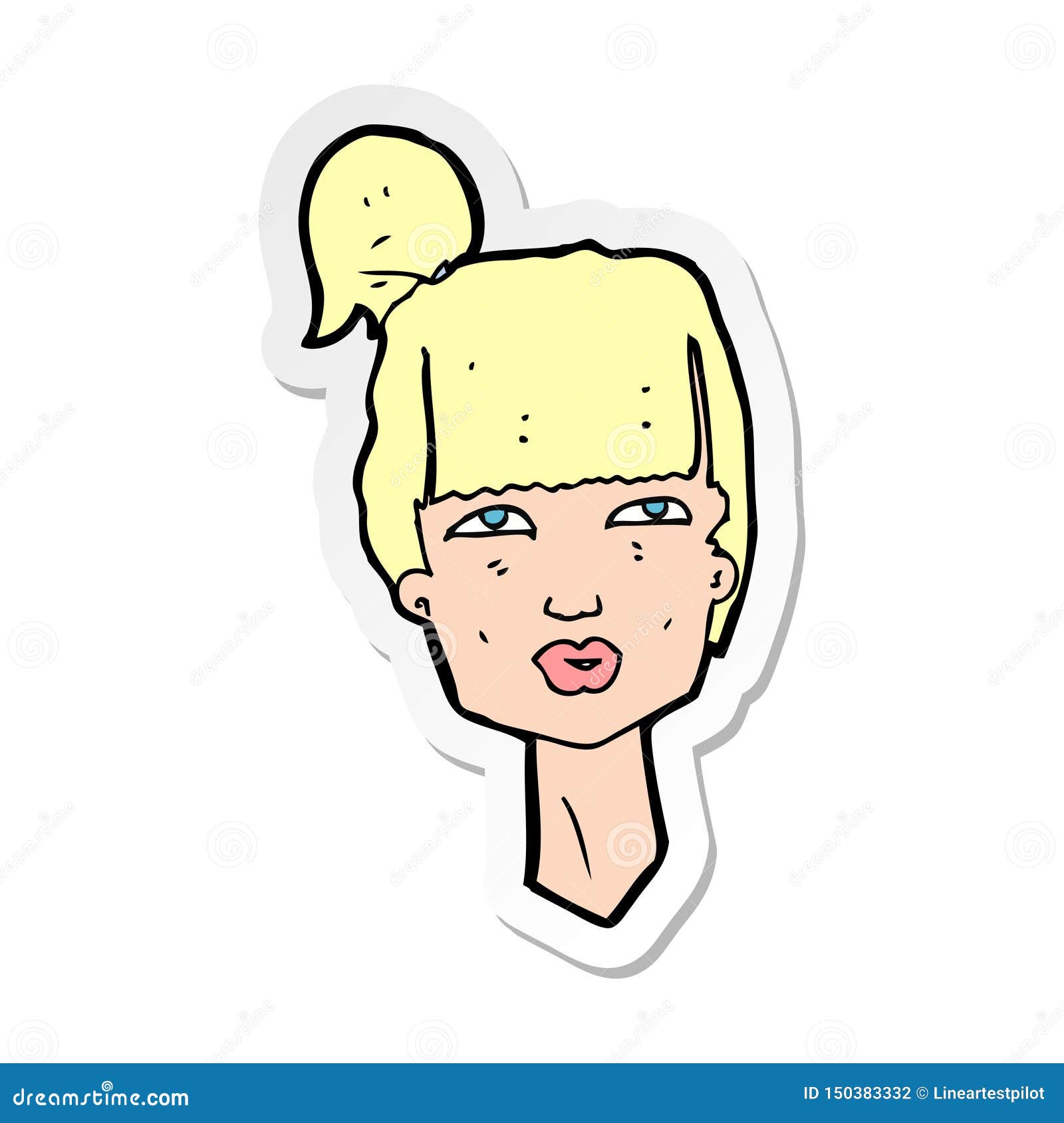 Sticker of a Cartoon Female Head Stock Vector - Illustration of funny ...