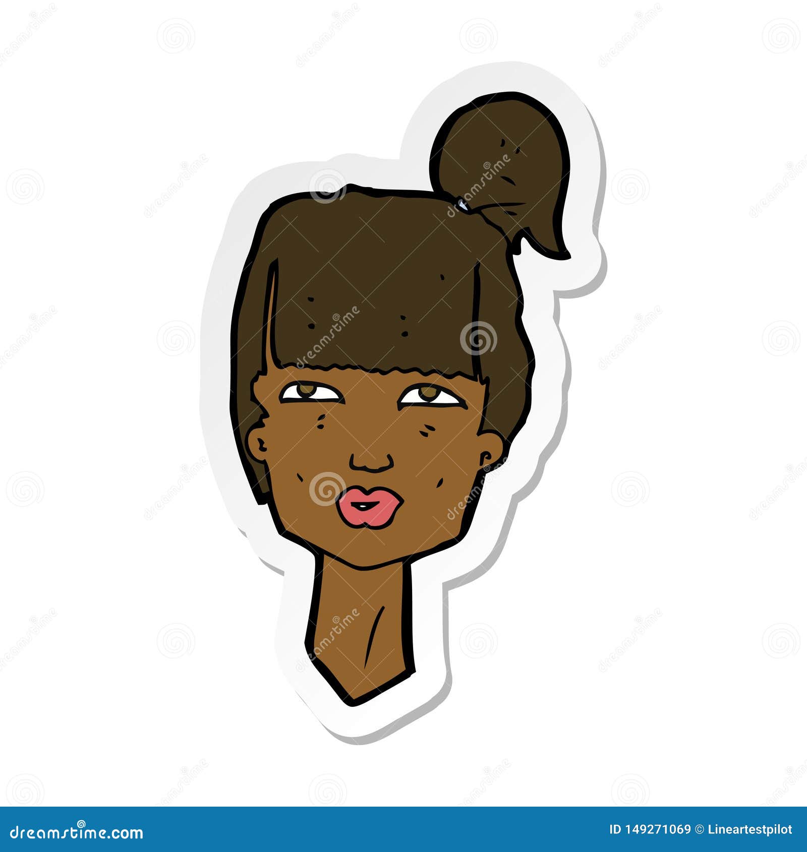 Sticker of a Cartoon Female Head Stock Vector - Illustration of face ...