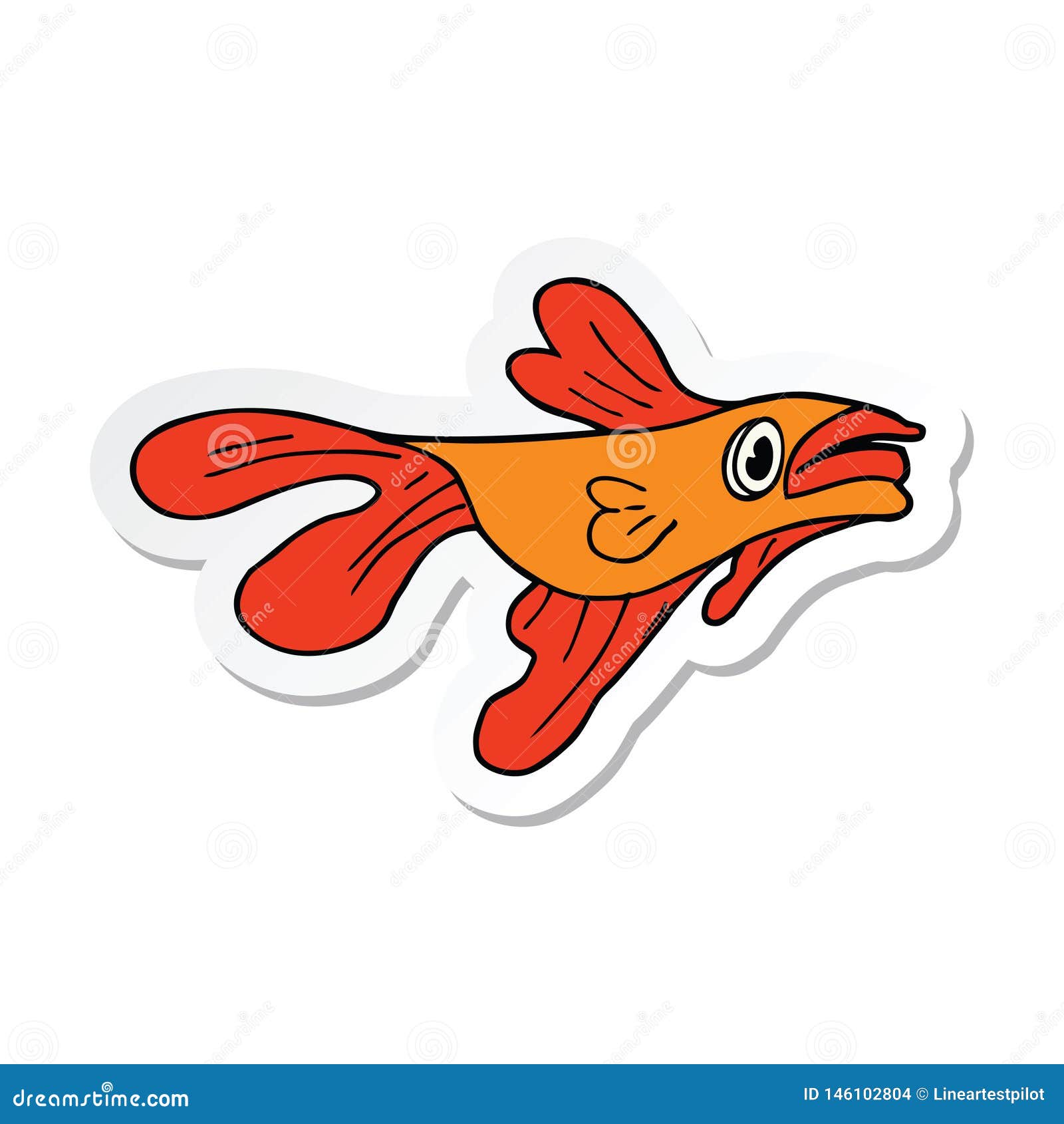 Sticker of a Cartoon Fighting Fish Stock Vector - Illustration of ...