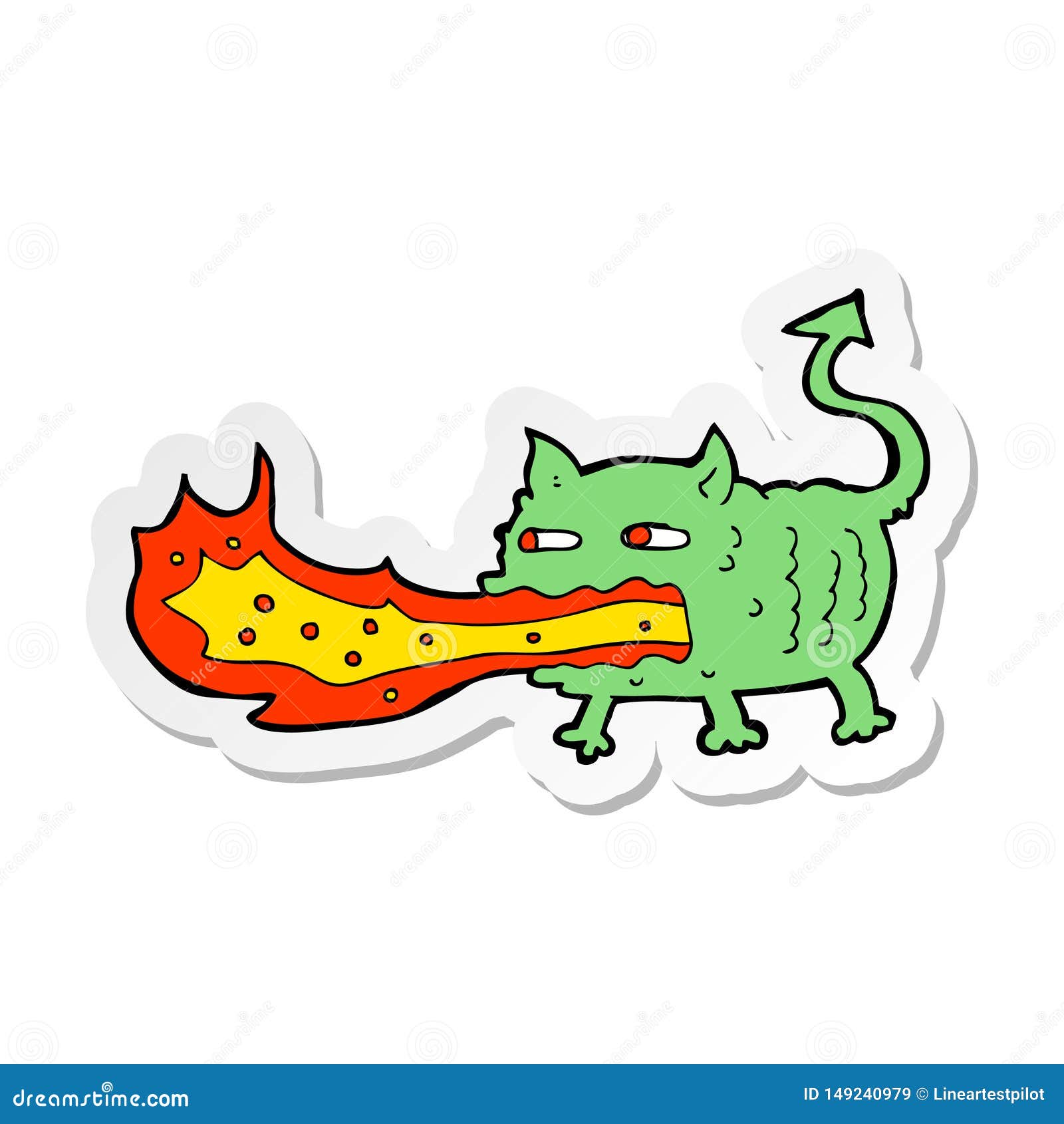 Sticker of a Cartoon Fire Breathing Imp Stock Vector - Illustration of ...