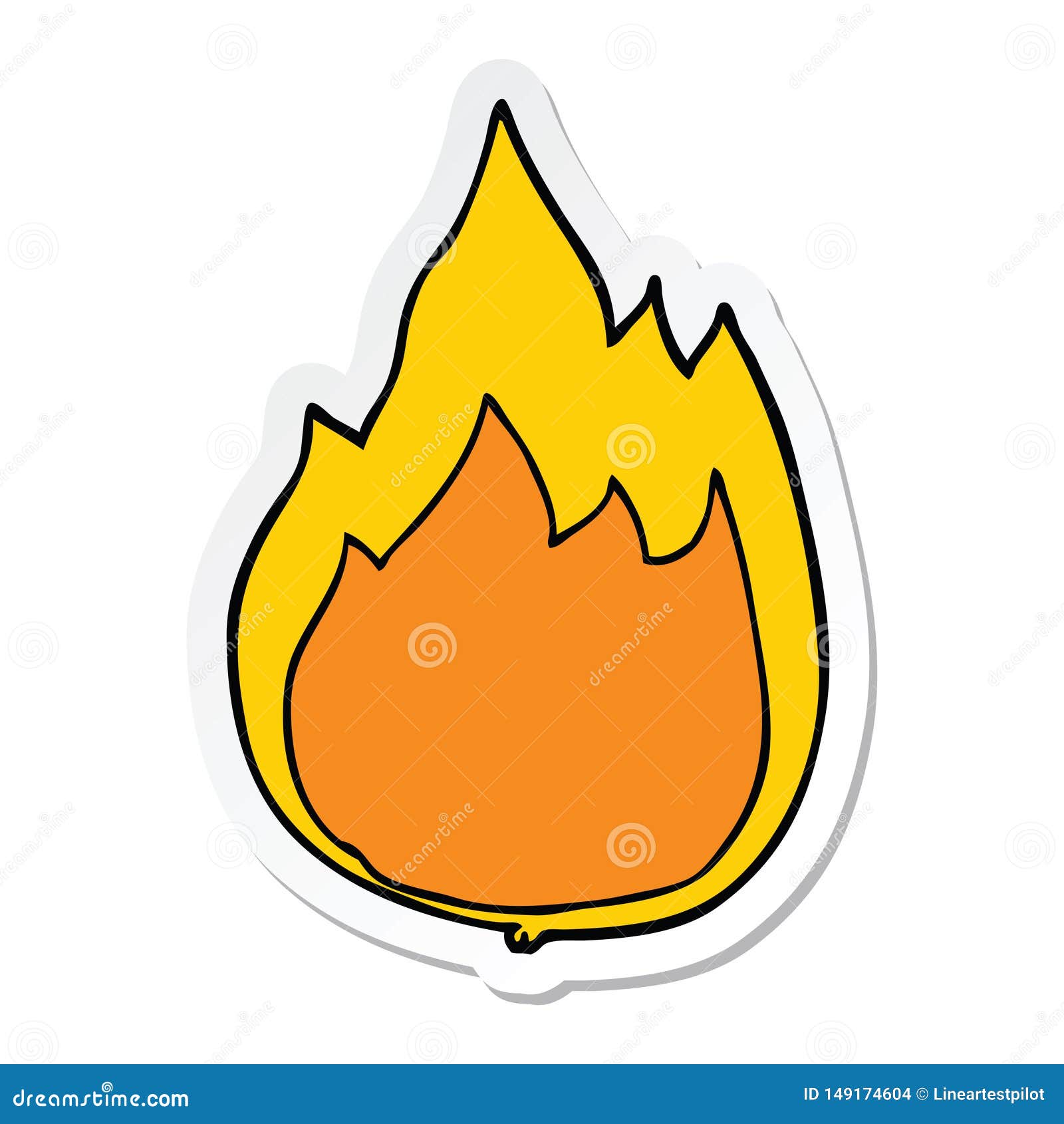 Sticker of a cartoon fire stock vector. Illustration of hand - 149174604