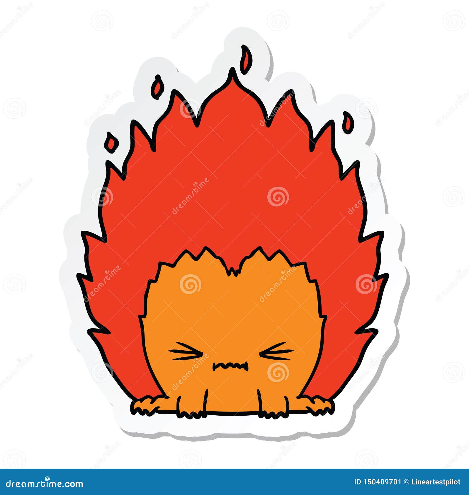 Sticker of a Cartoon Fire Creature Stock Vector - Illustration of retro ...