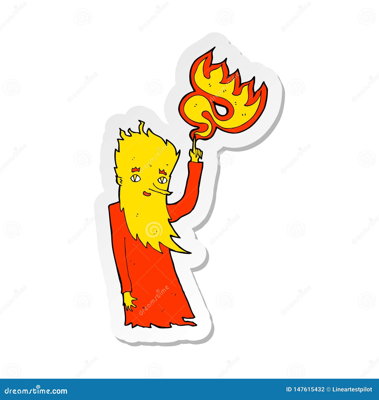 Sticker of a Cartoon Fire Spirit Stock Vector - Illustration of icon ...