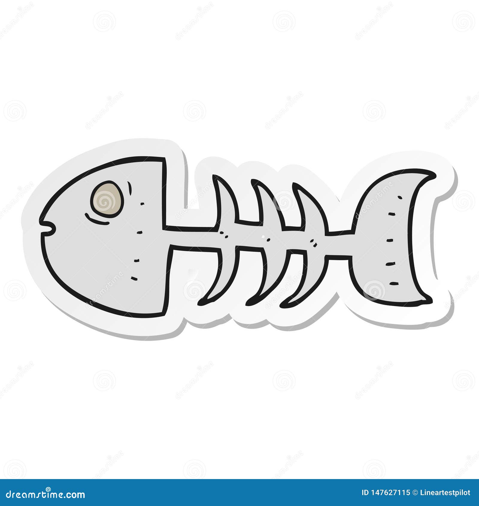Sticker of a Cartoon Fish Bones Stock Vector - Illustration of fish ...