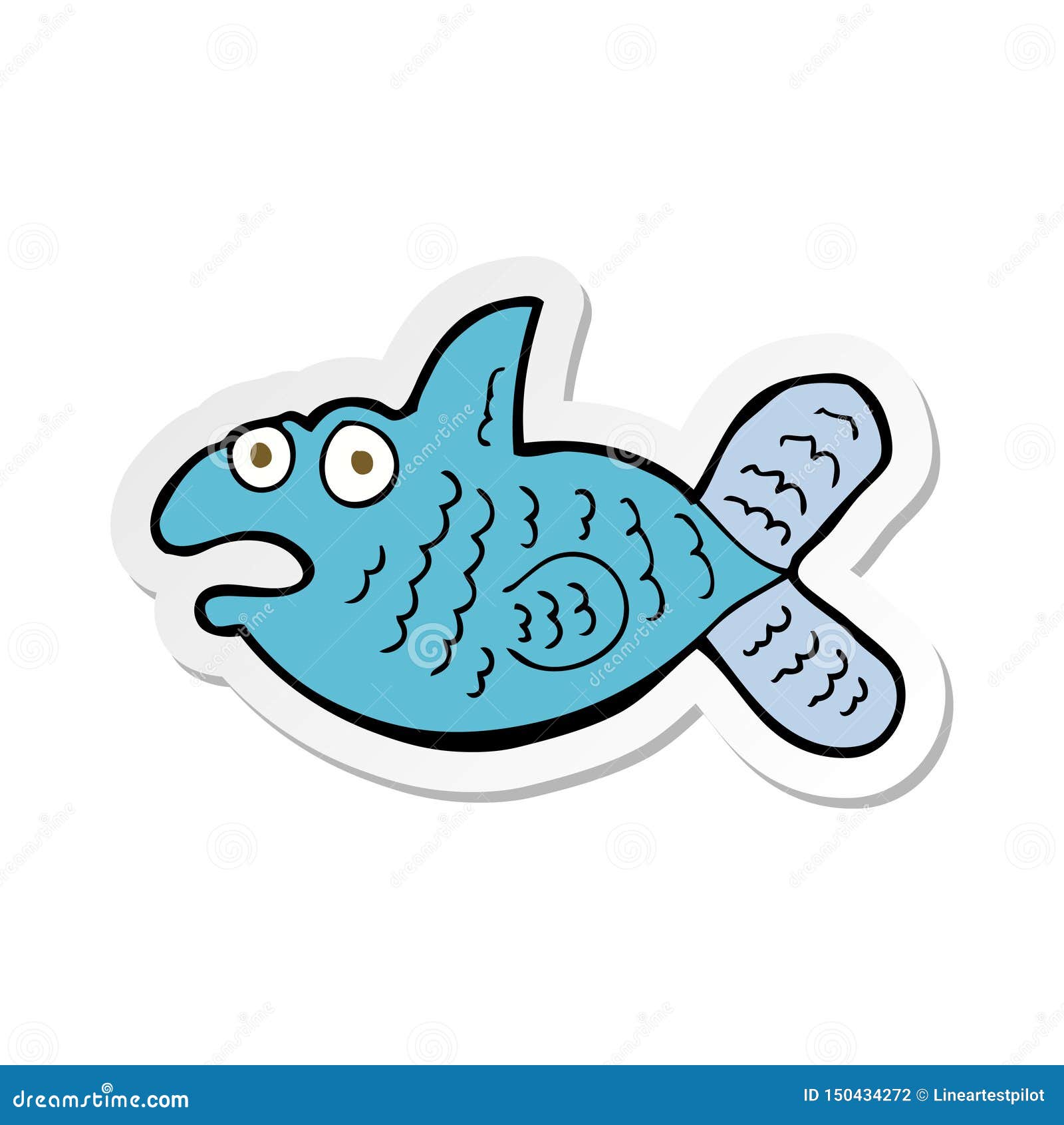 Sticker of a cartoon fish stock vector. Illustration of sticker - 150434272