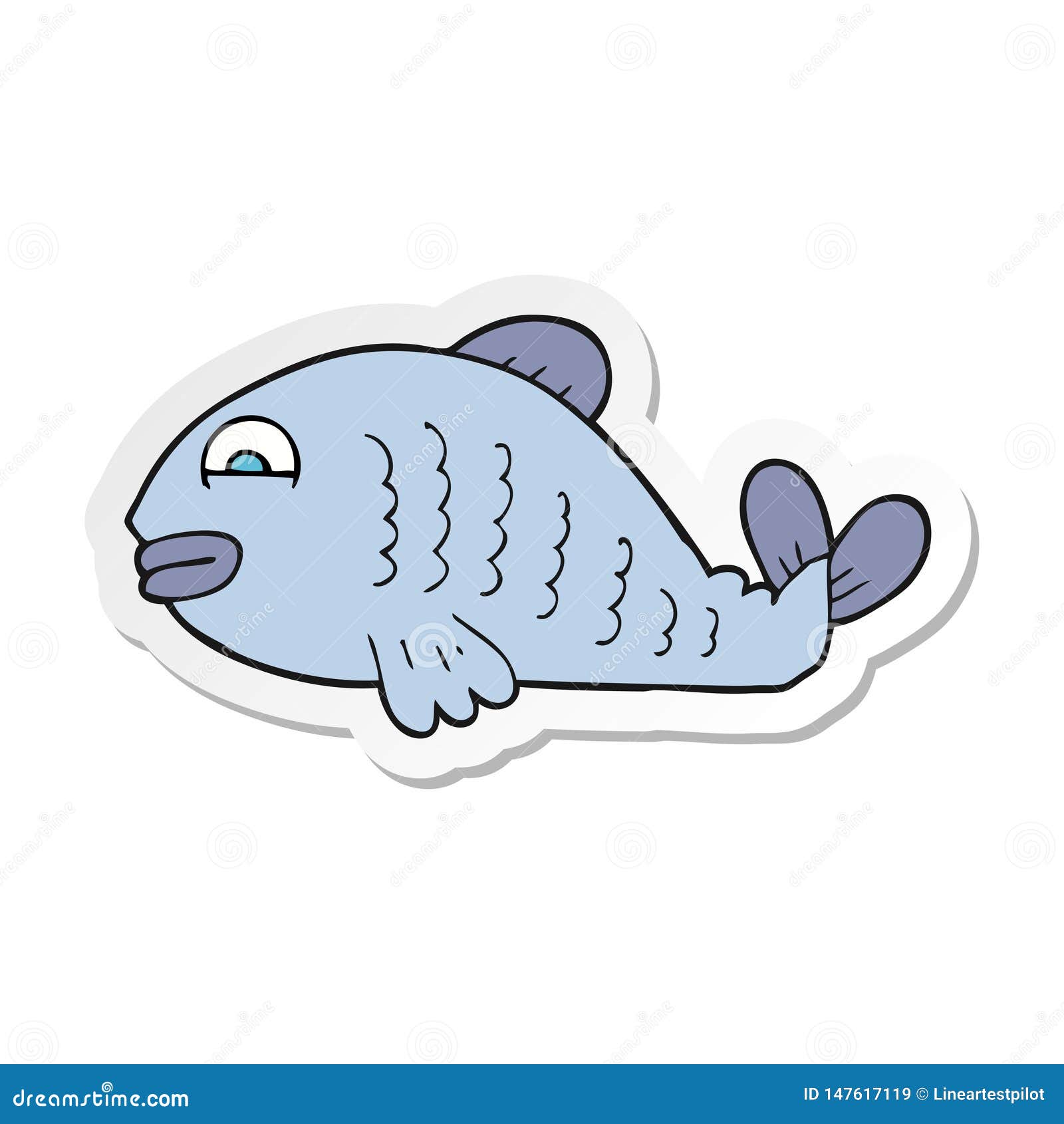 Sticker of a cartoon fish stock vector. Illustration of hand - 147617119