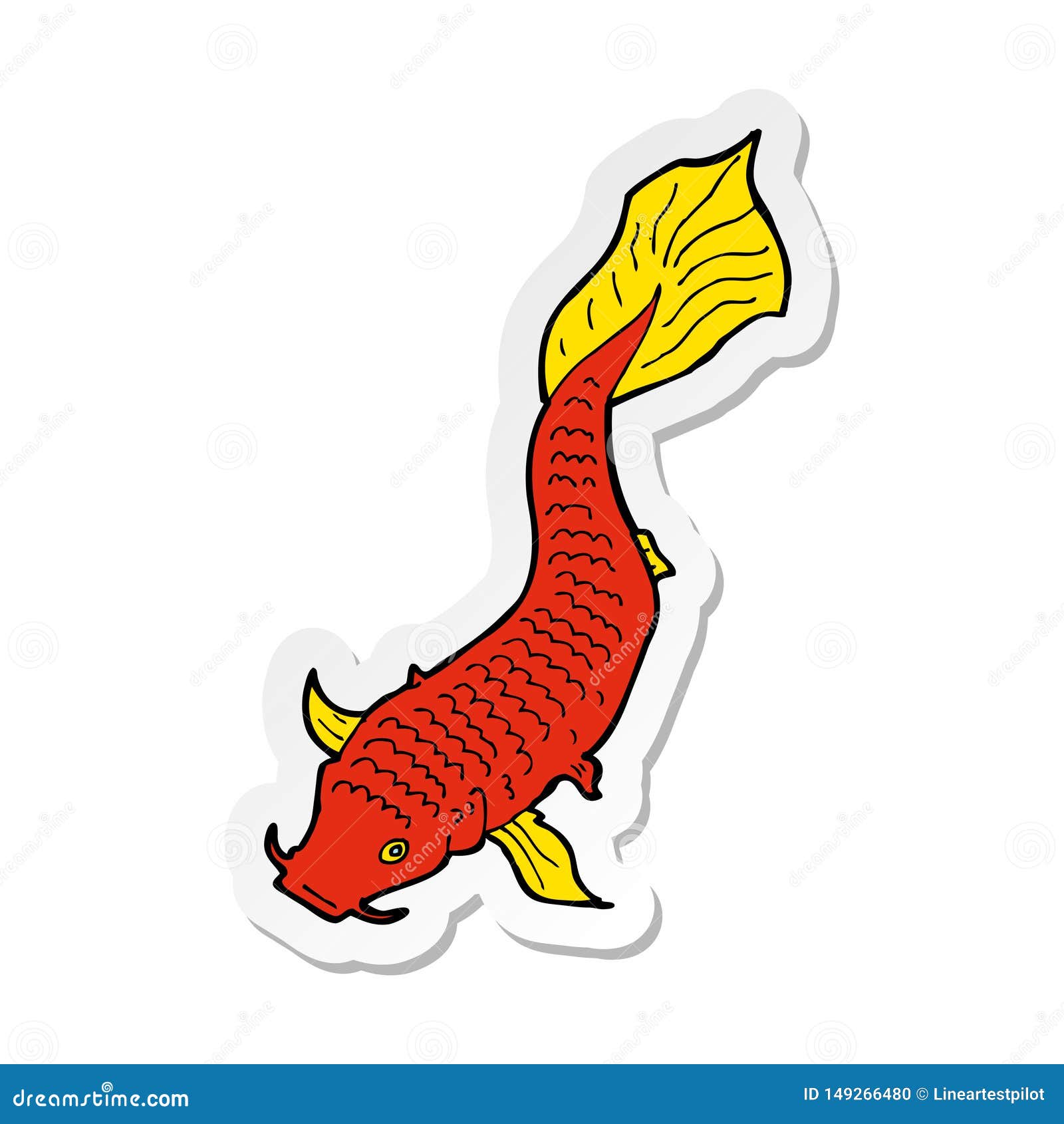 Sticker of a cartoon fish stock vector. Illustration of funny - 149266480