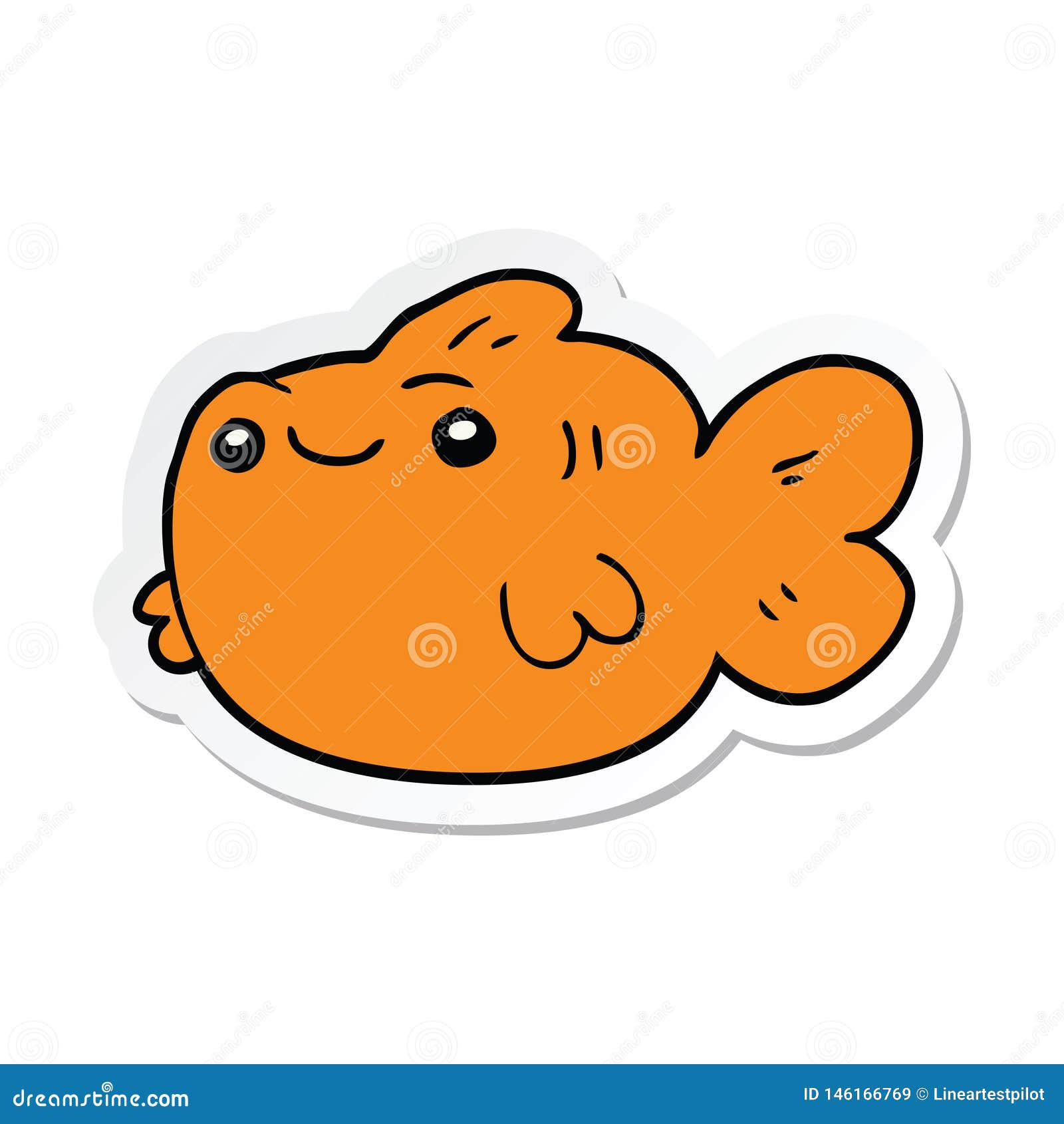 Sticker of a cartoon fish stock vector. Illustration of cartoon - 146166769