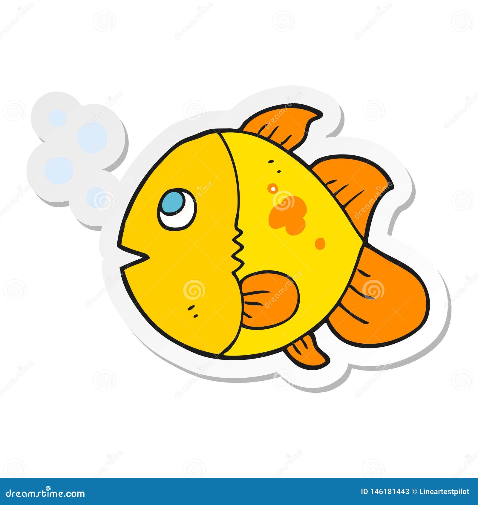 Sticker of a cartoon fish stock vector. Illustration of animals - 146181443