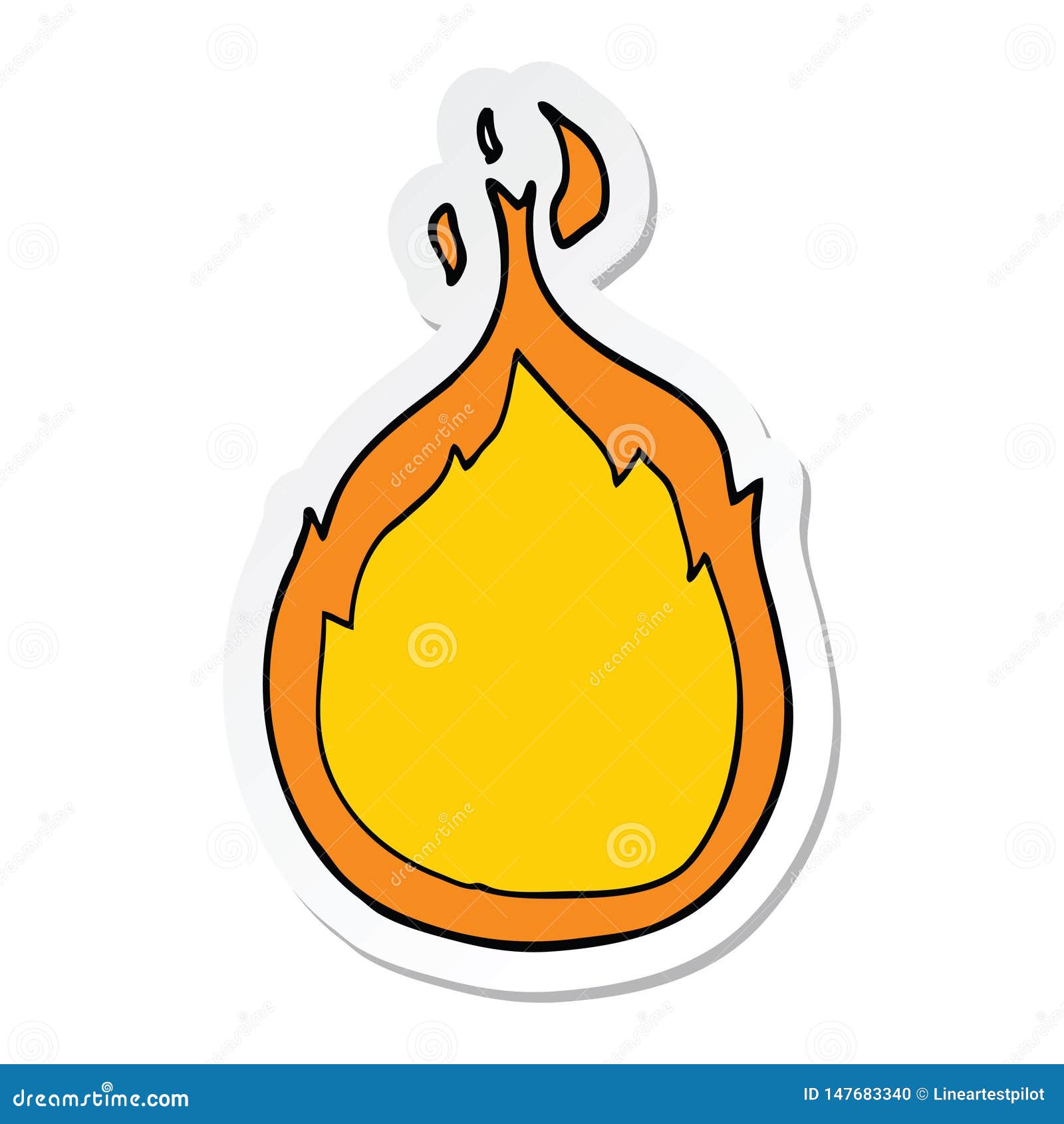 Sticker of a Cartoon Flames Stock Vector - Illustration of symbol, hand ...