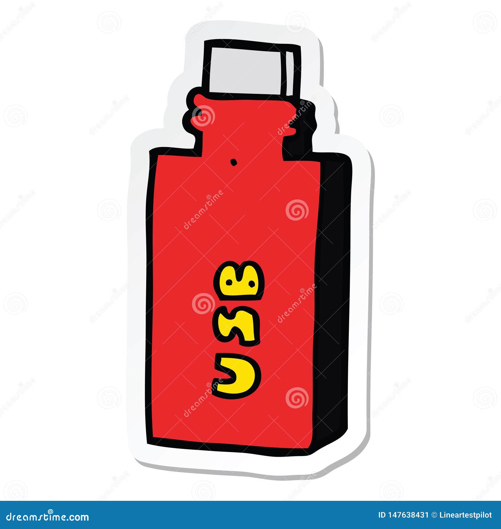 Sticker of a Cartoon Flash Drive Stock Vector - Illustration of data ...