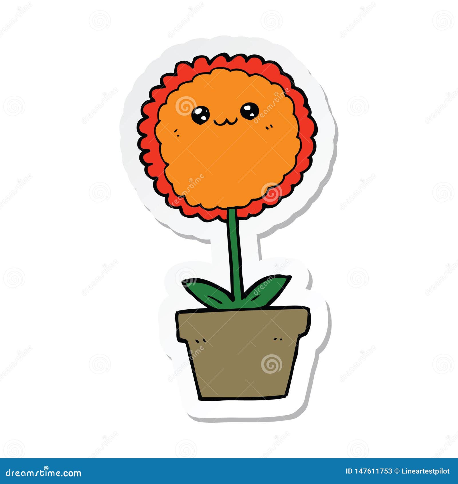 Sticker of a Cartoon Flower Stock Vector - Illustration of retro ...