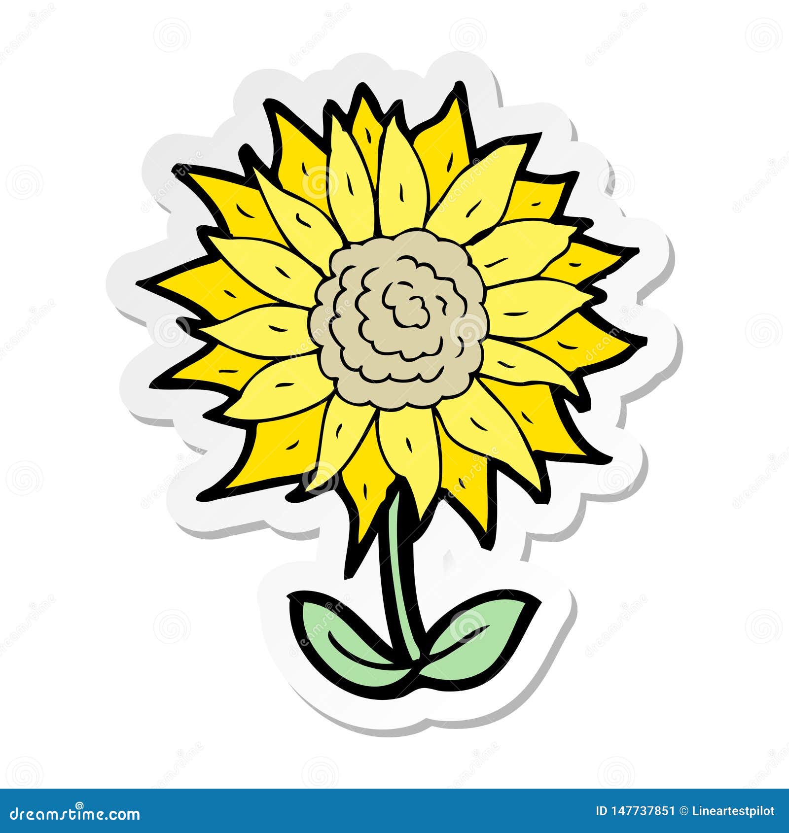 Sticker of a Cartoon Flower Stock Vector - Illustration of nature, hand ...