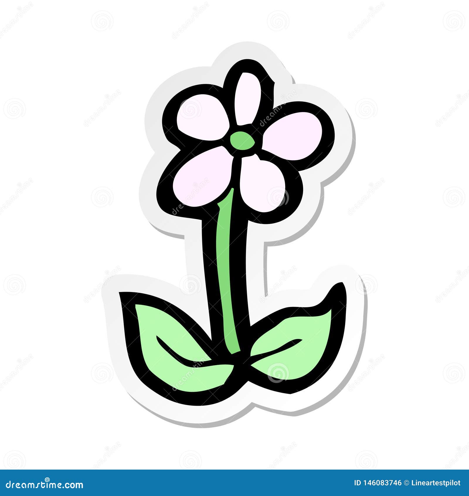 Sticker of a Cartoon Flower Stock Vector - Illustration of retro ...