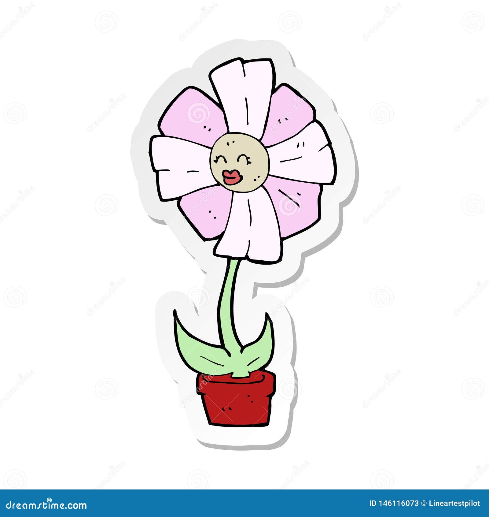 Sticker of a Cartoon Flower Stock Vector - Illustration of simple ...
