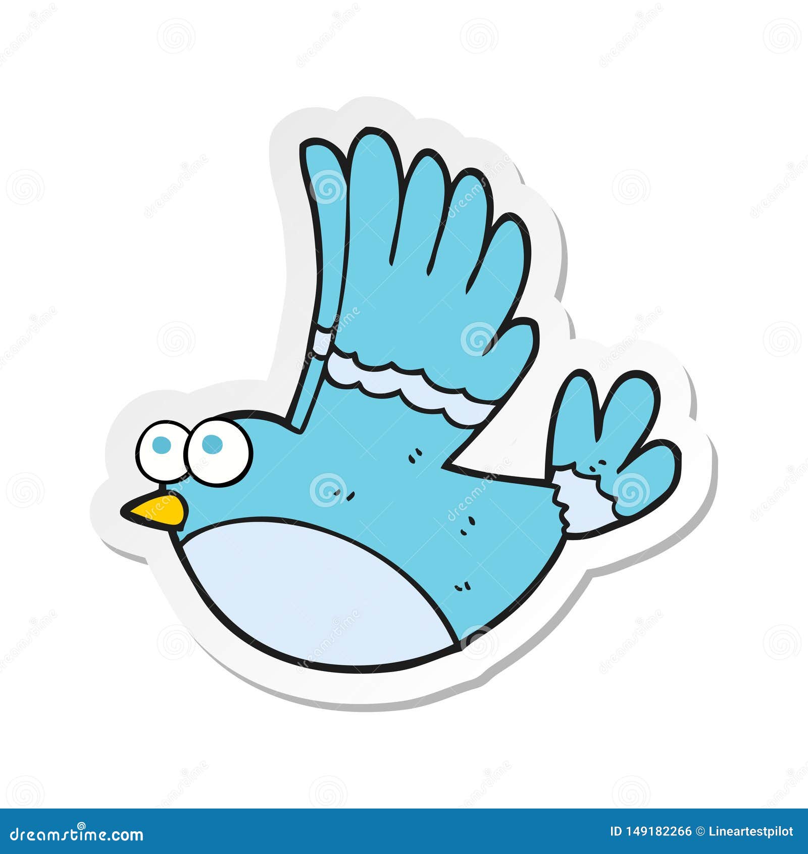 Sticker of a Cartoon Flying Bird Stock Vector - Illustration of cute ...