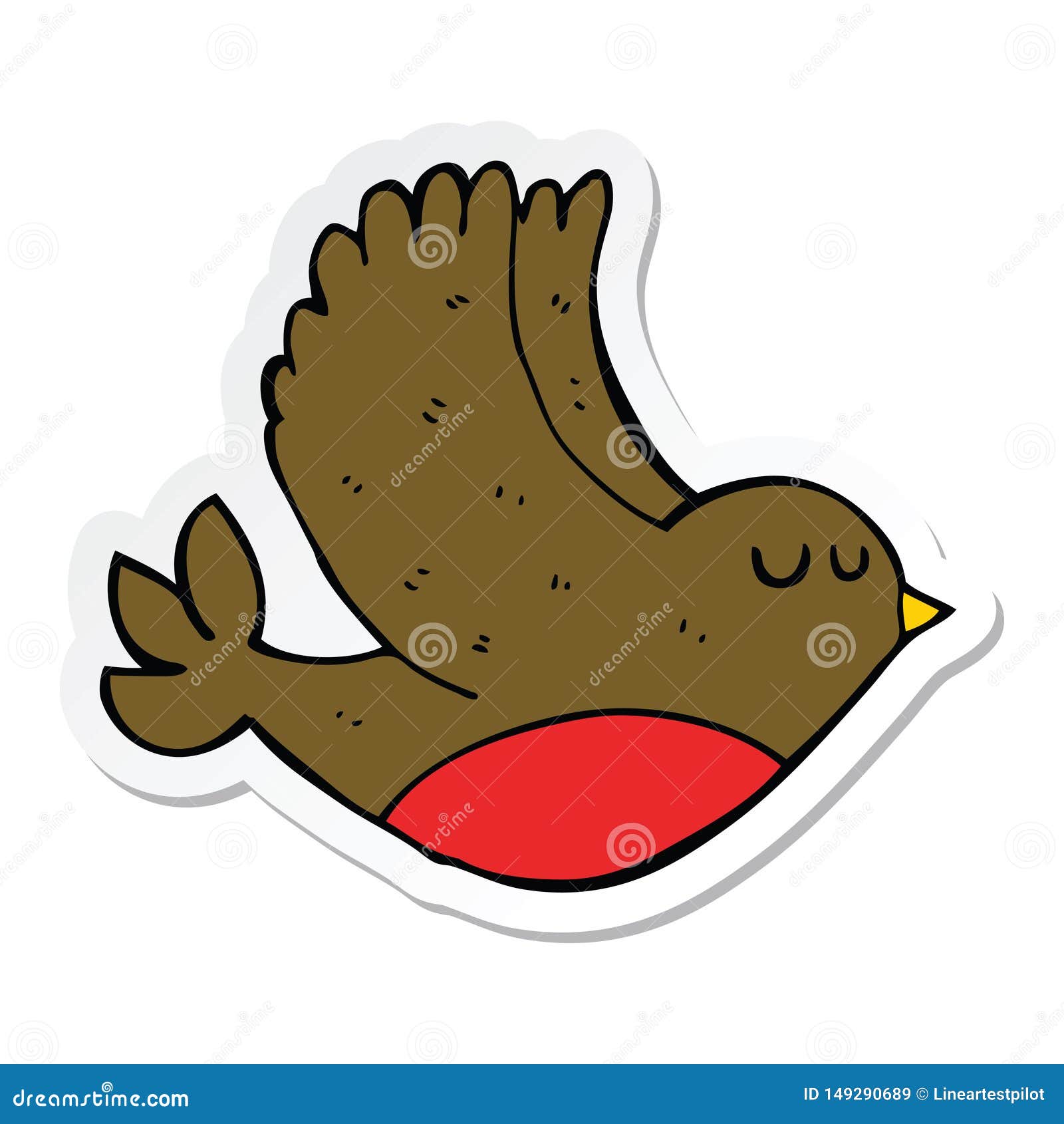 Sticker of a Cartoon Flying Bird Stock Vector - Illustration of drawing ...
