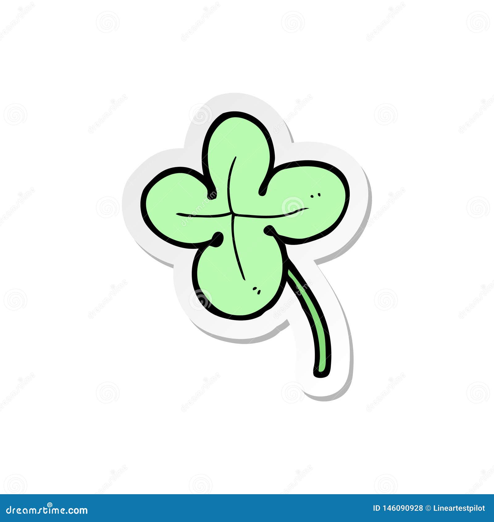 Sticker of a Cartoon Four Leaf Clover Stock Vector - Illustration of ...