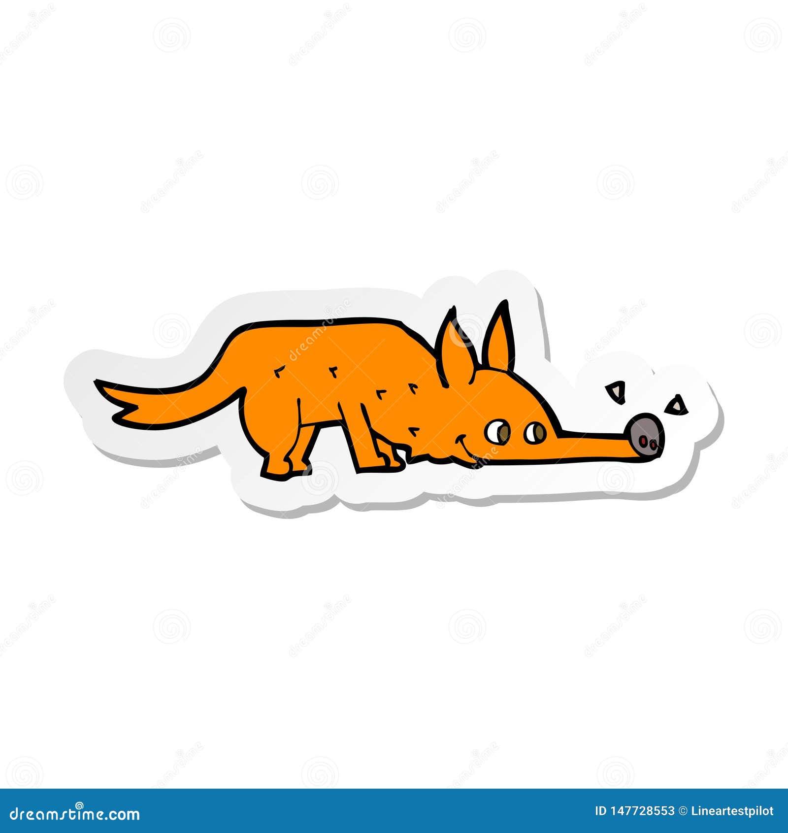 Sticker of a Cartoon Fox Sniffing Floor Stock Vector - Illustration of ...