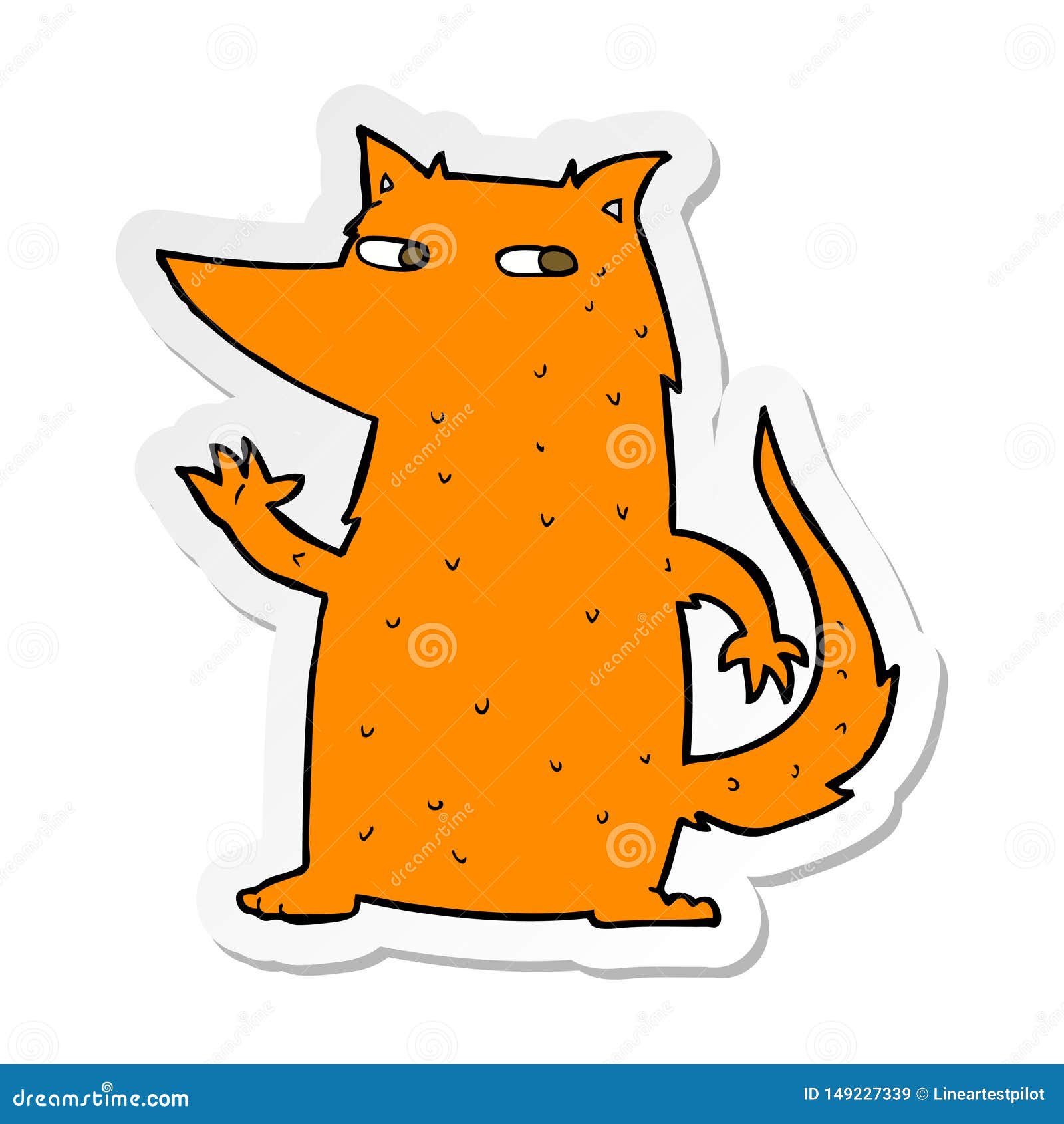 Sticker of a Cartoon Fox Waving Stock Vector - Illustration of hand ...