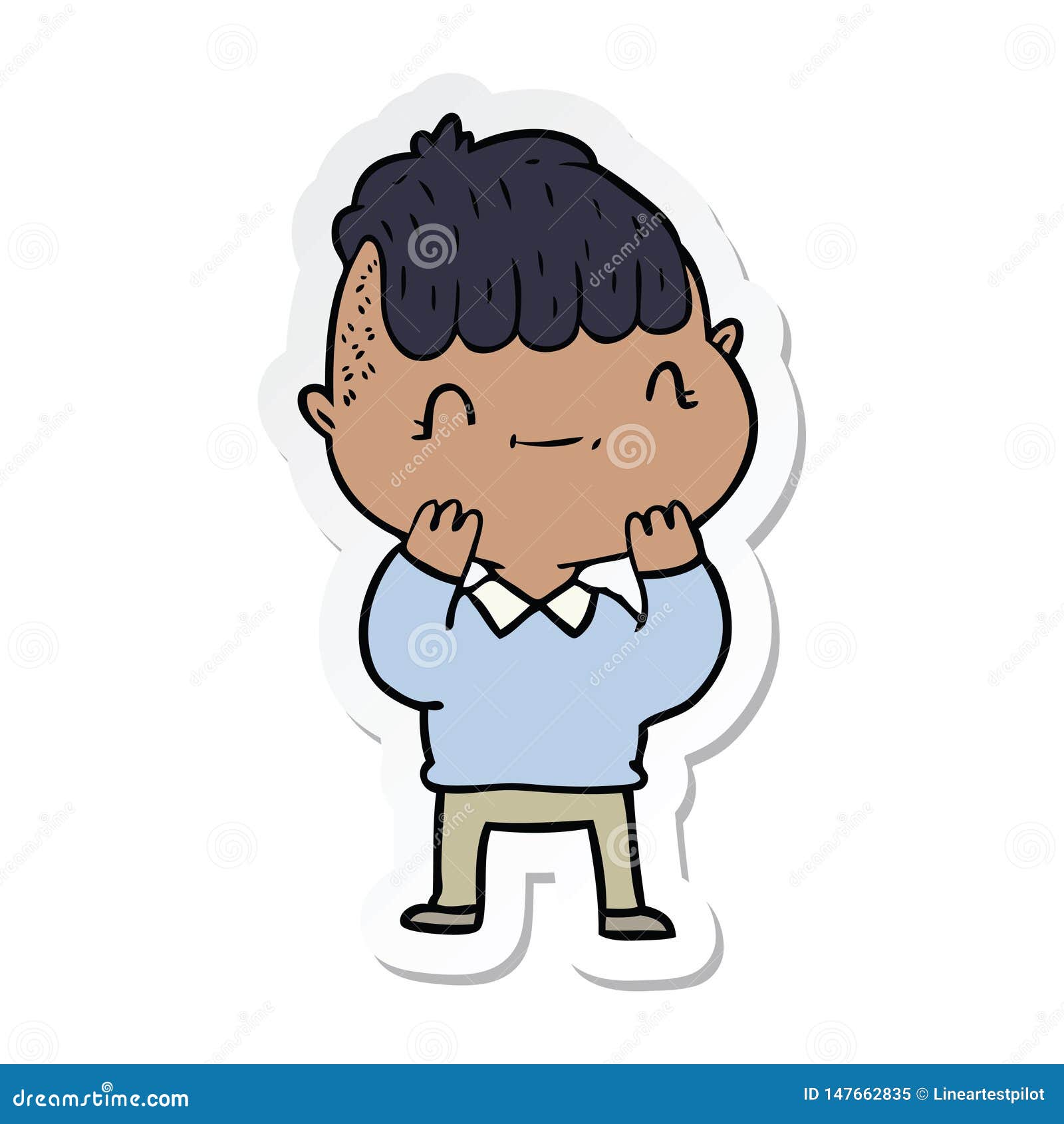Sticker of a Cartoon Friendly Boy Stock Vector - Illustration of decal ...