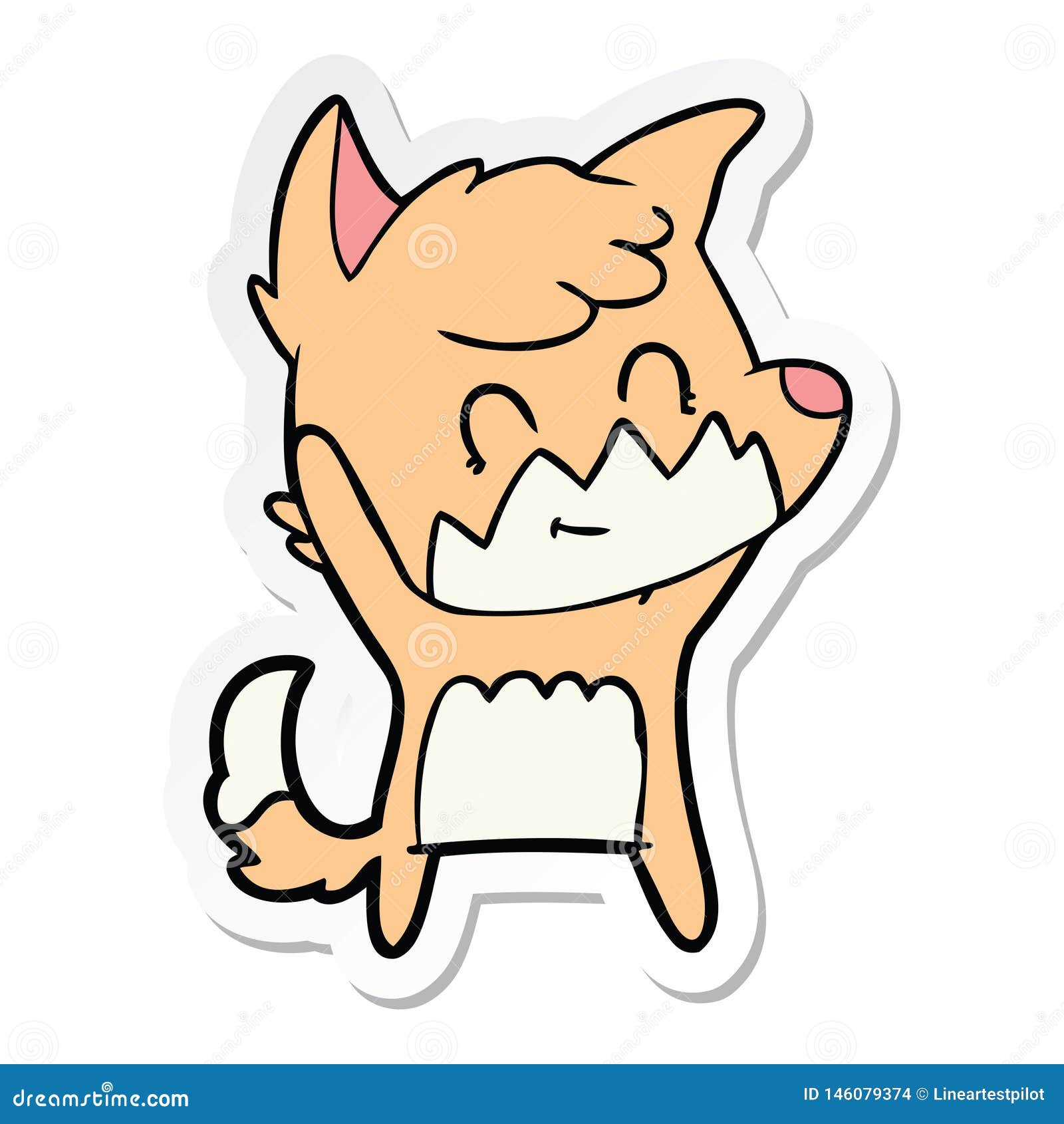 Sticker of a Cartoon Friendly Fox Stock Vector - Illustration of retro ...