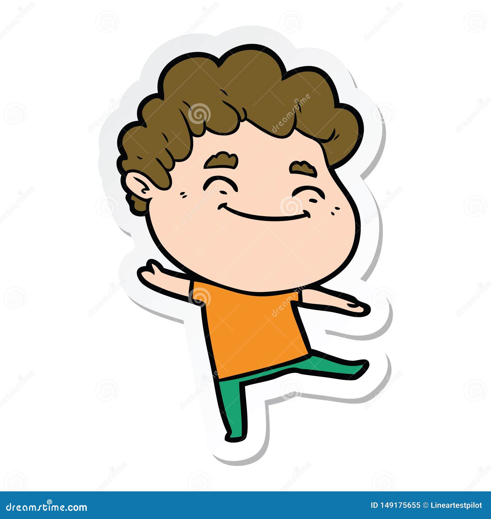 Sticker of a Cartoon Friendly Man Stock Vector - Illustration of retro ...