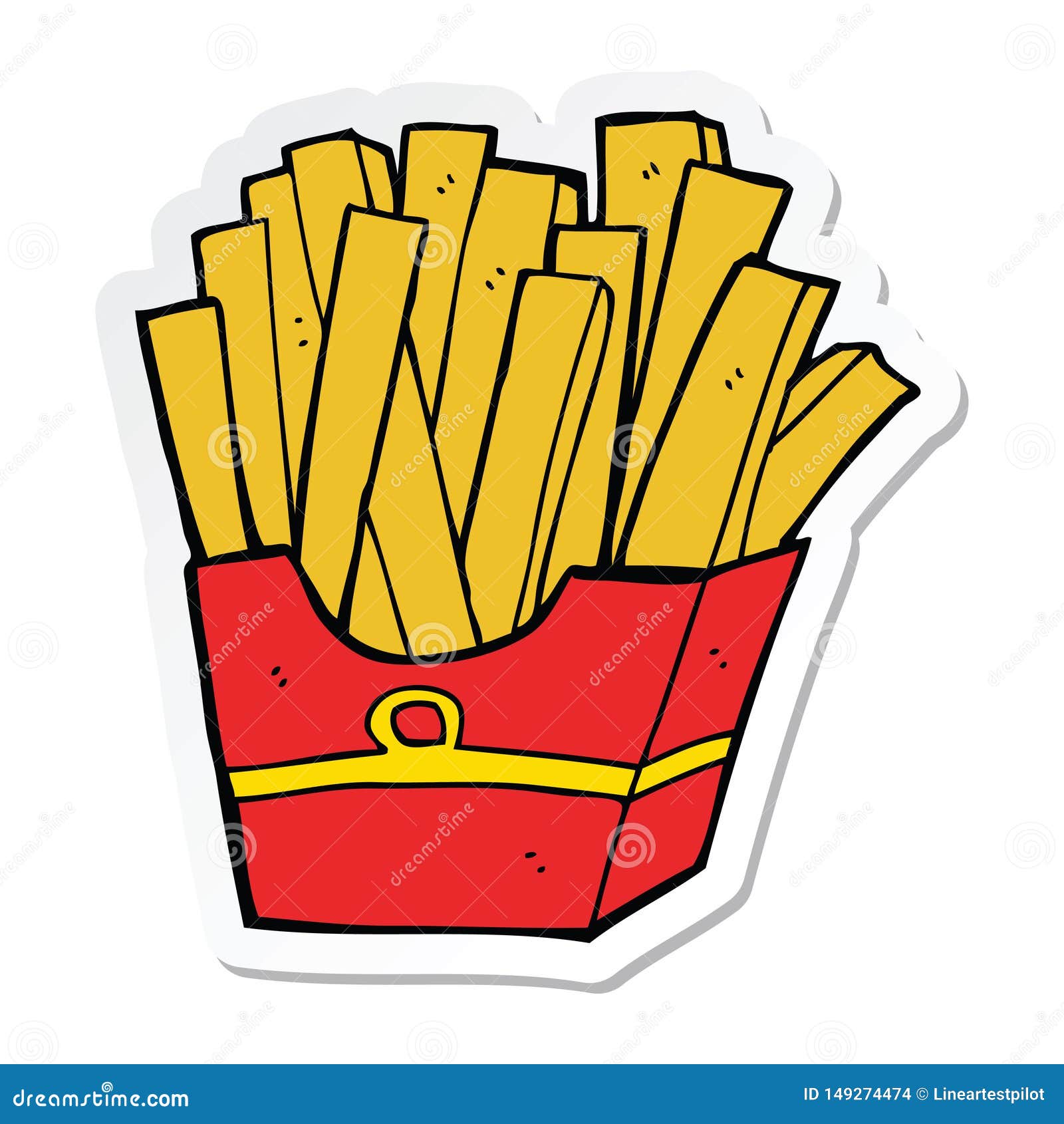 Sticker of a cartoon fries stock vector. Illustration of chips - 149274474