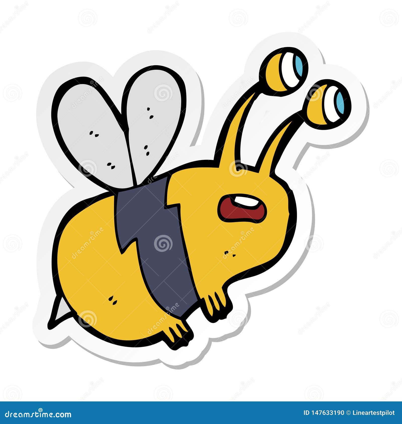 Sticker of a Cartoon Frightened Bee Stock Vector - Illustration of ...