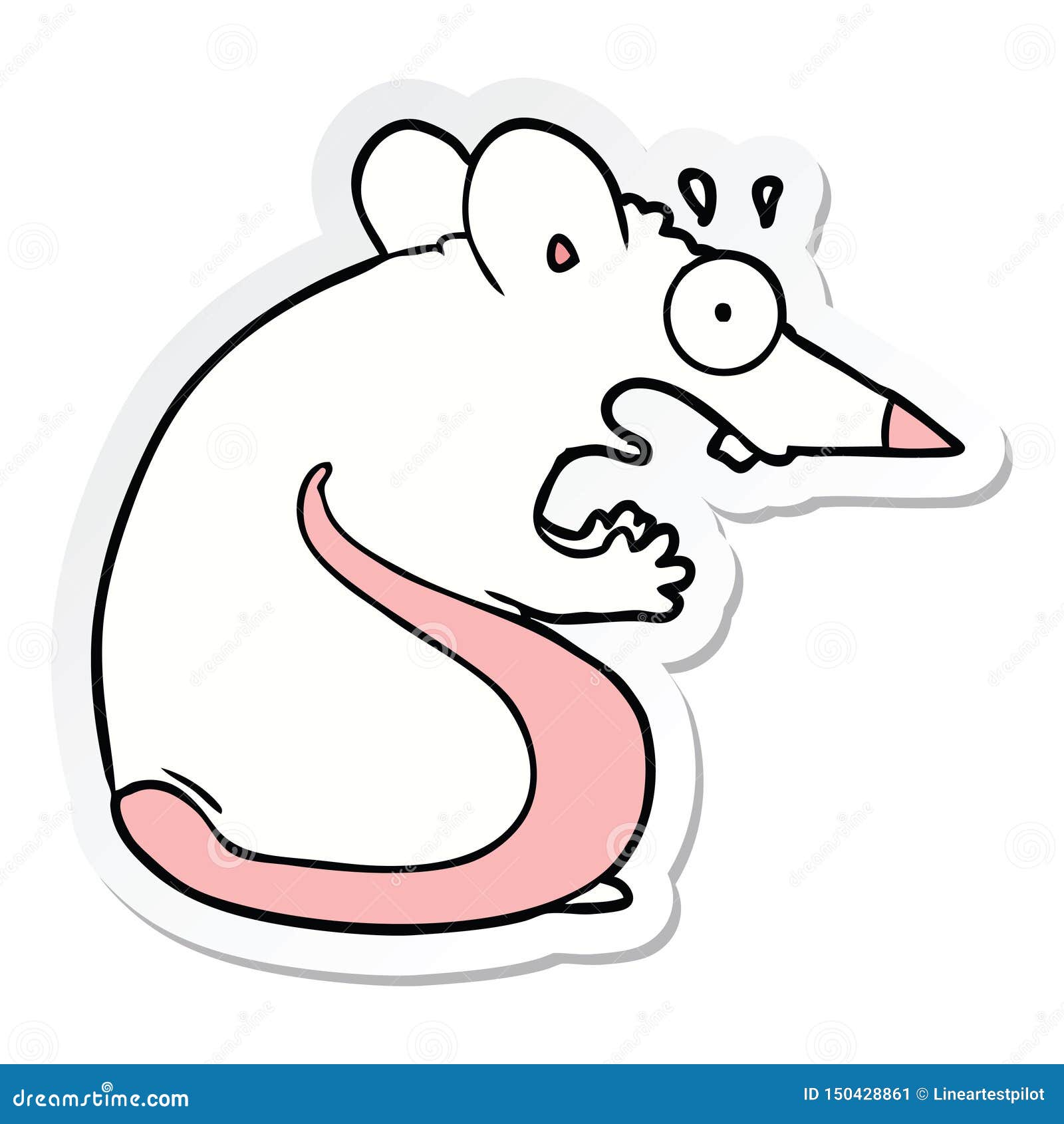 Sticker of a Cartoon Frightened Mouse Stock Vector - Illustration of ...