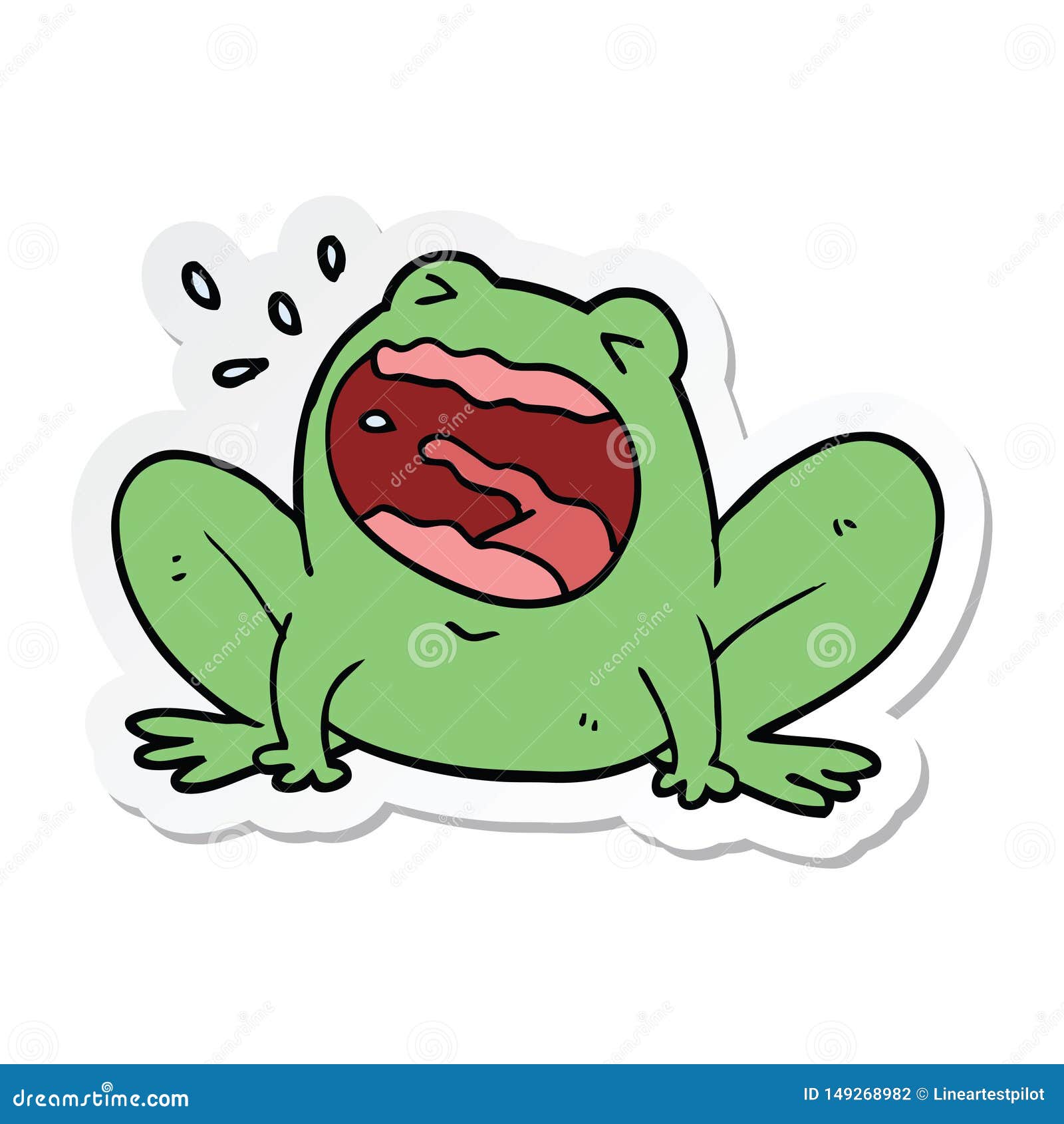 Sticker of a Cartoon Frog Shouting Stock Vector - Illustration of toad ...