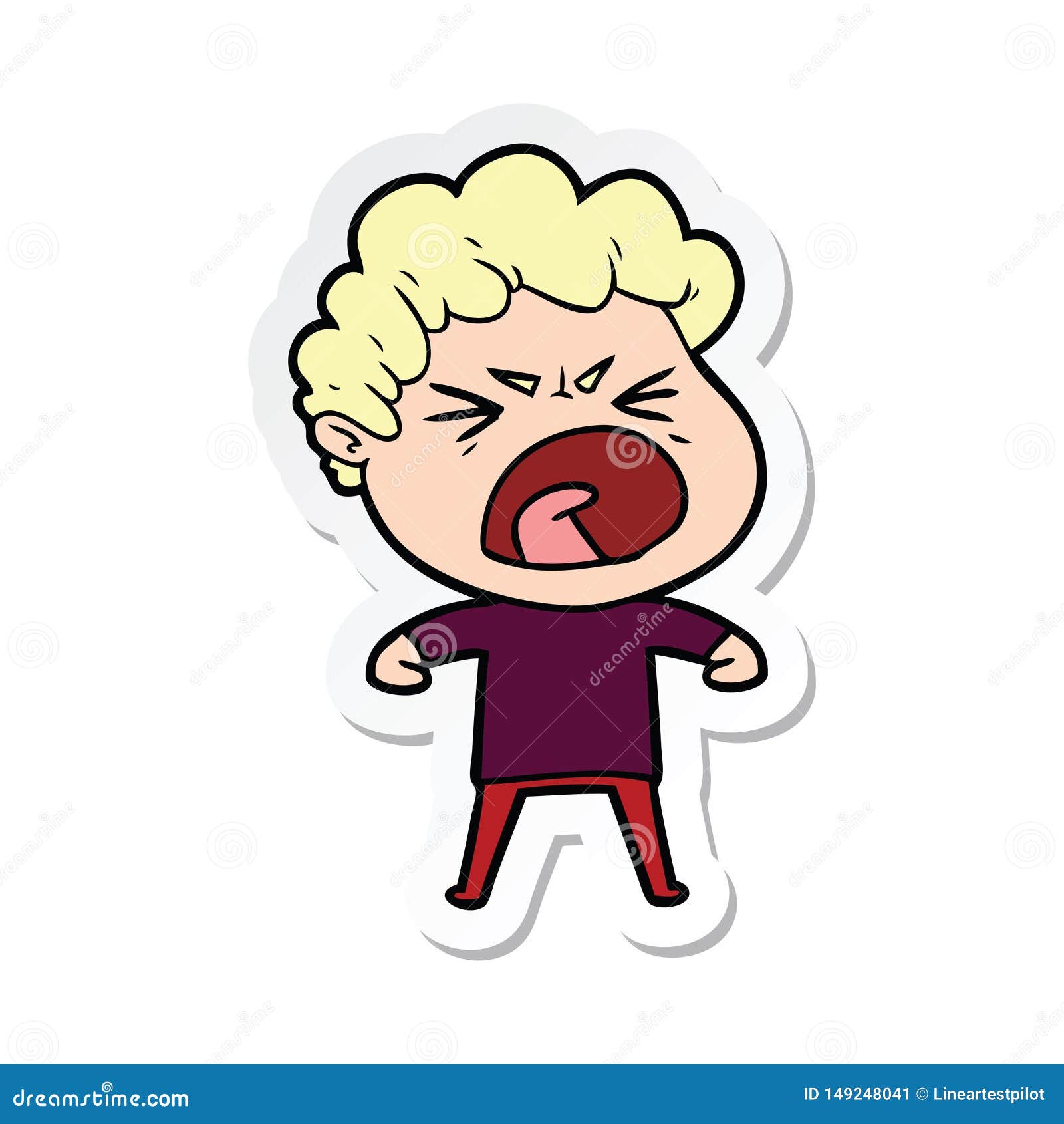 Sticker of a Cartoon Furious Man Stock Vector - Illustration of drawn ...