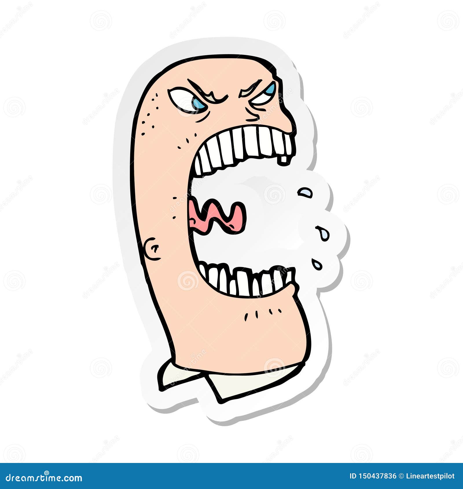 Sticker of a Cartoon Furious Man Shouting Stock Vector - Illustration ...