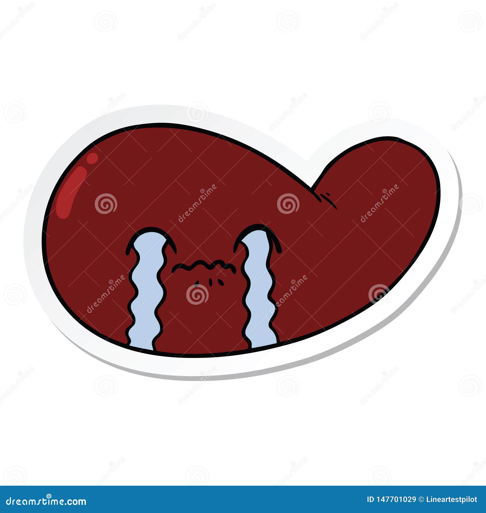 Sticker of a Cartoon Gall Bladder Crying Stock Vector - Illustration of ...