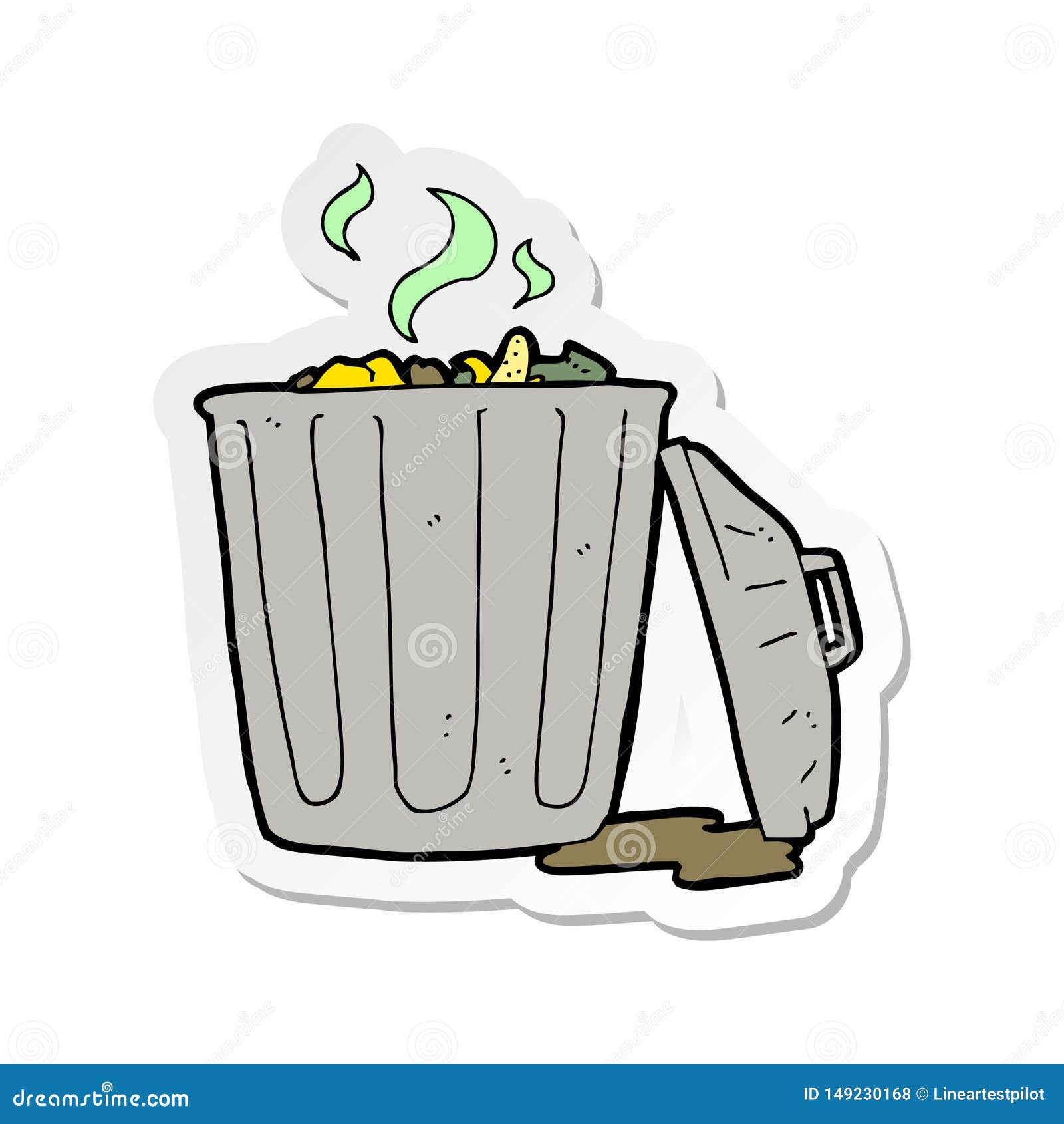 Sticker of a Cartoon Garbage Can Stock Vector - Illustration of icon ...