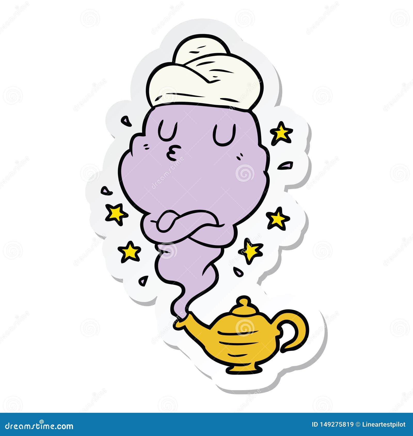 Sticker of a cartoon genie stock vector. Illustration of decal - 149275819