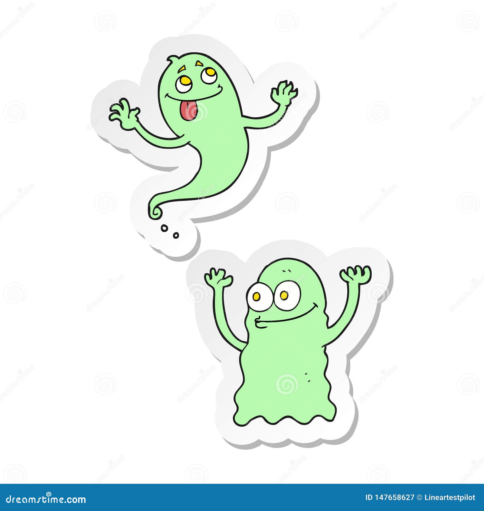 Sticker of a Cartoon Ghosts Stock Vector - Illustration of symbol ...