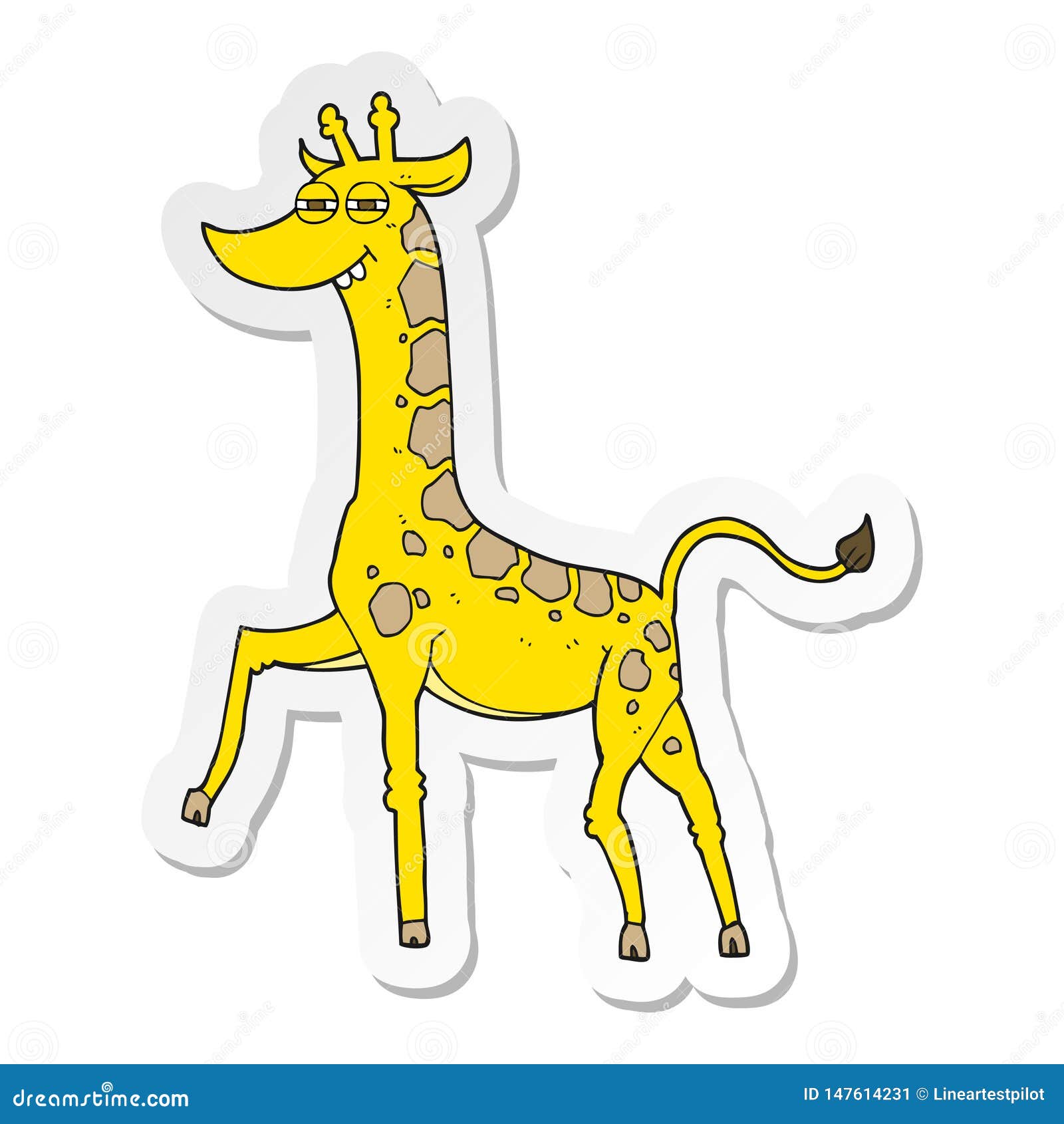 Sticker of a Cartoon Giraffe Stock Vector - Illustration of doodle ...