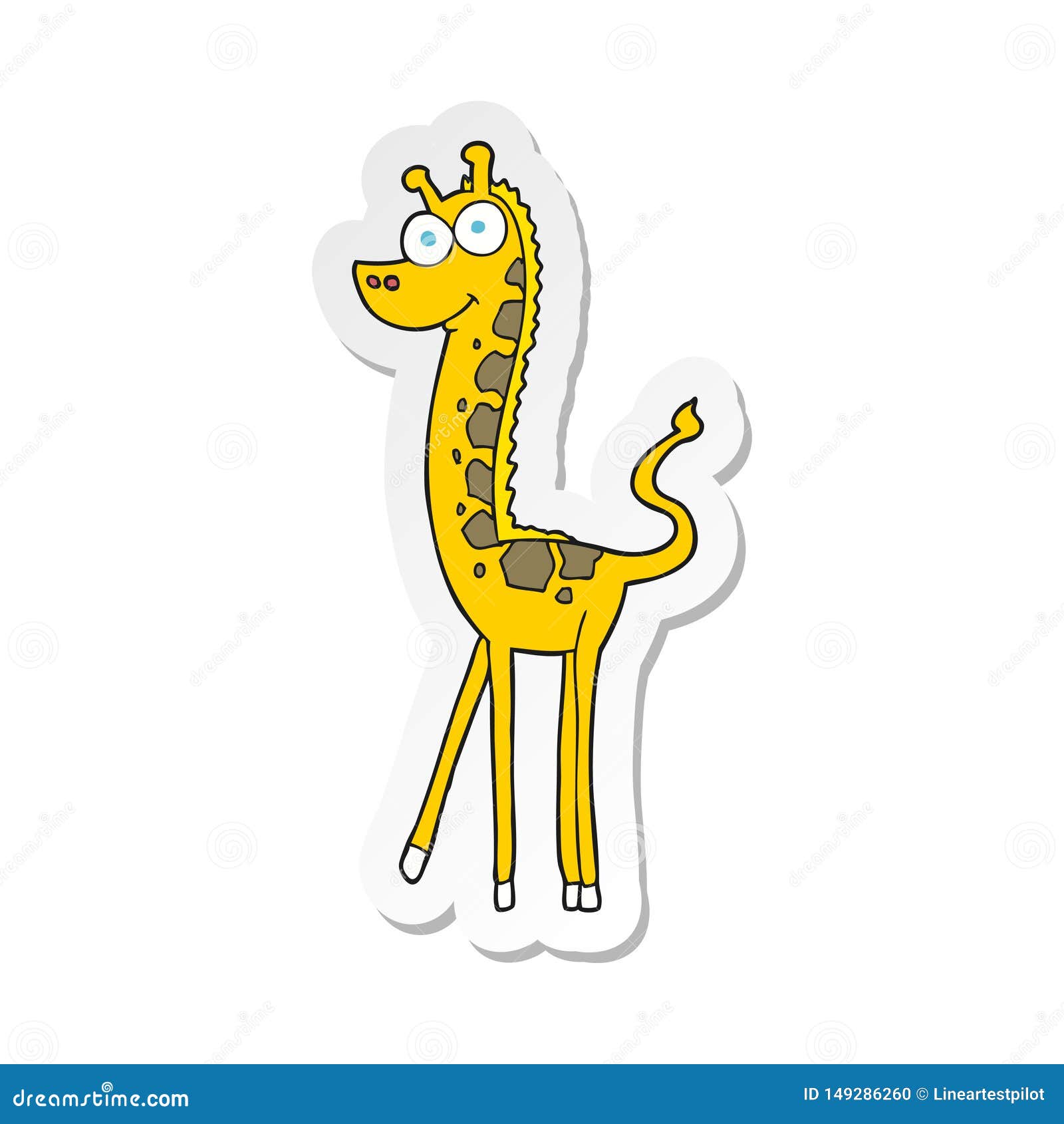 Sticker of a Cartoon Giraffe Stock Vector - Illustration of doodle ...