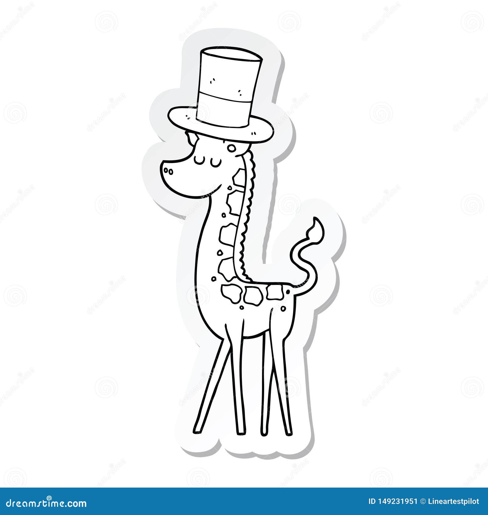 Sticker of a Cartoon Giraffe in Top Hat Stock Vector - Illustration of ...