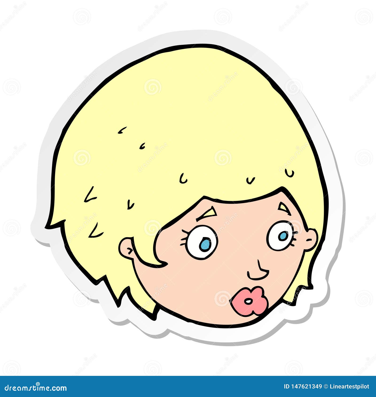 Sticker of a Cartoon Girl with Concerned Expression Stock Vector ...
