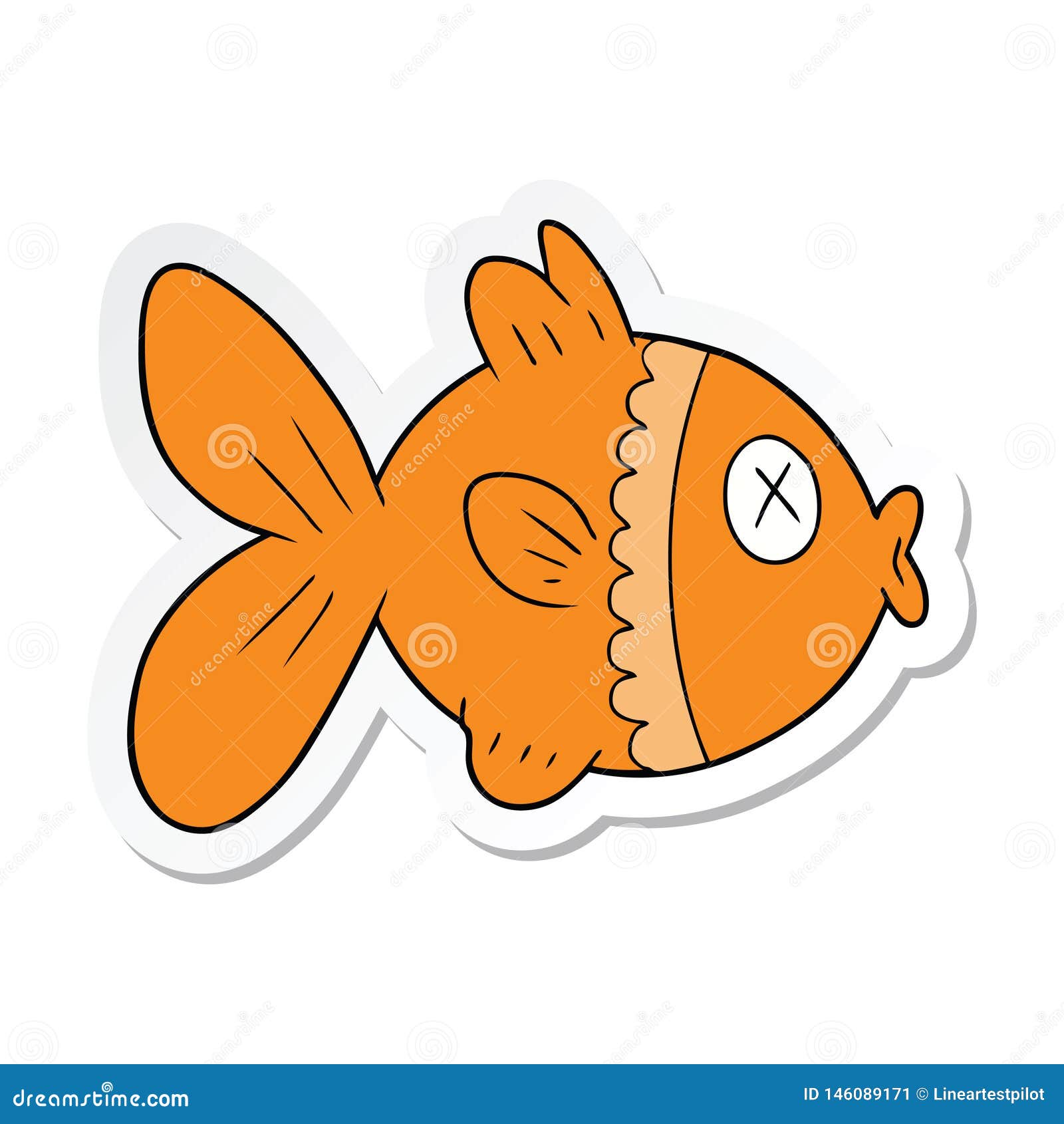 Sticker of a Cartoon Goldfish Stock Vector - Illustration of doodle ...