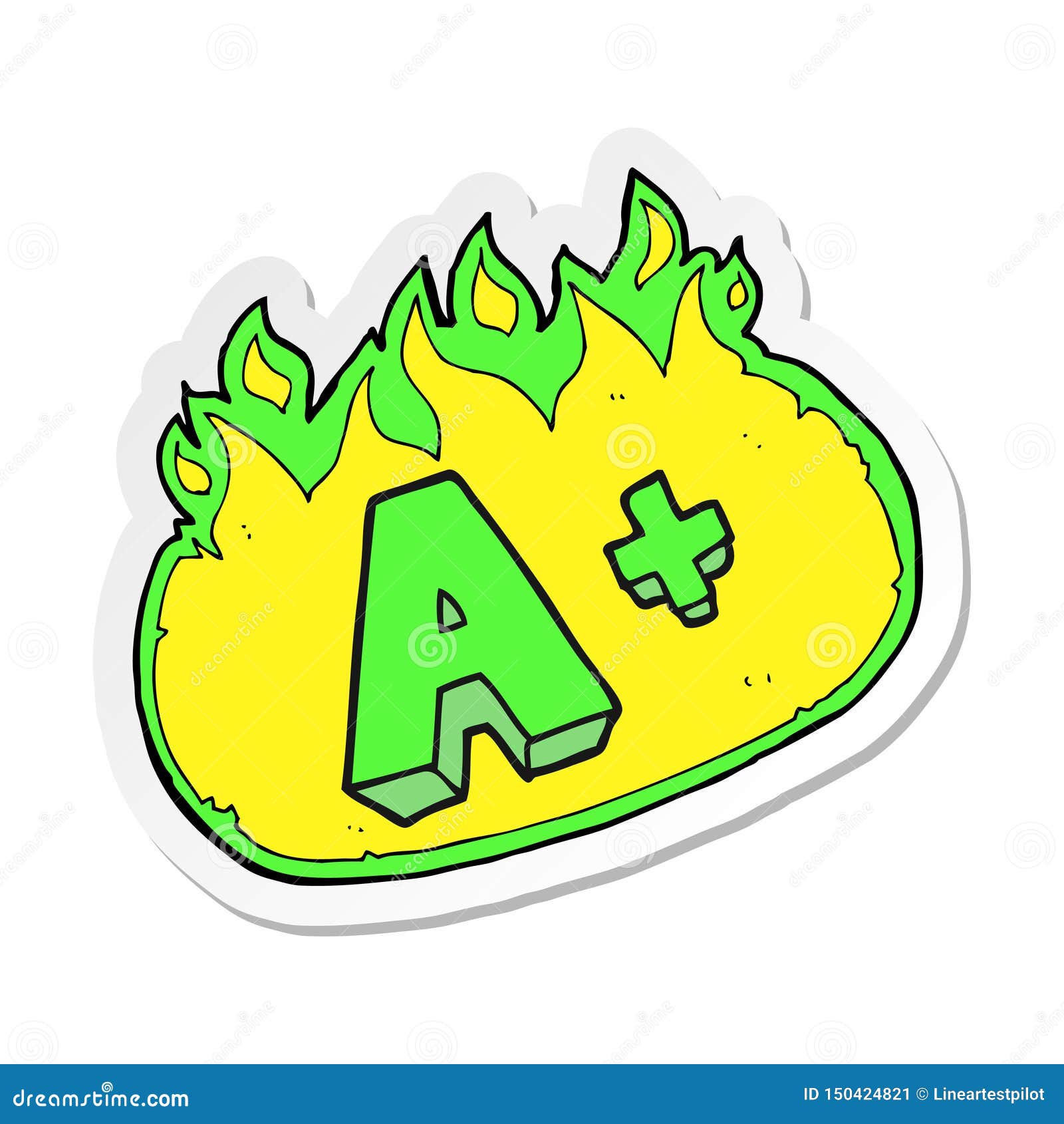 Sticker of a Cartoon a Grade Symbol Stock Vector - Illustration of ...