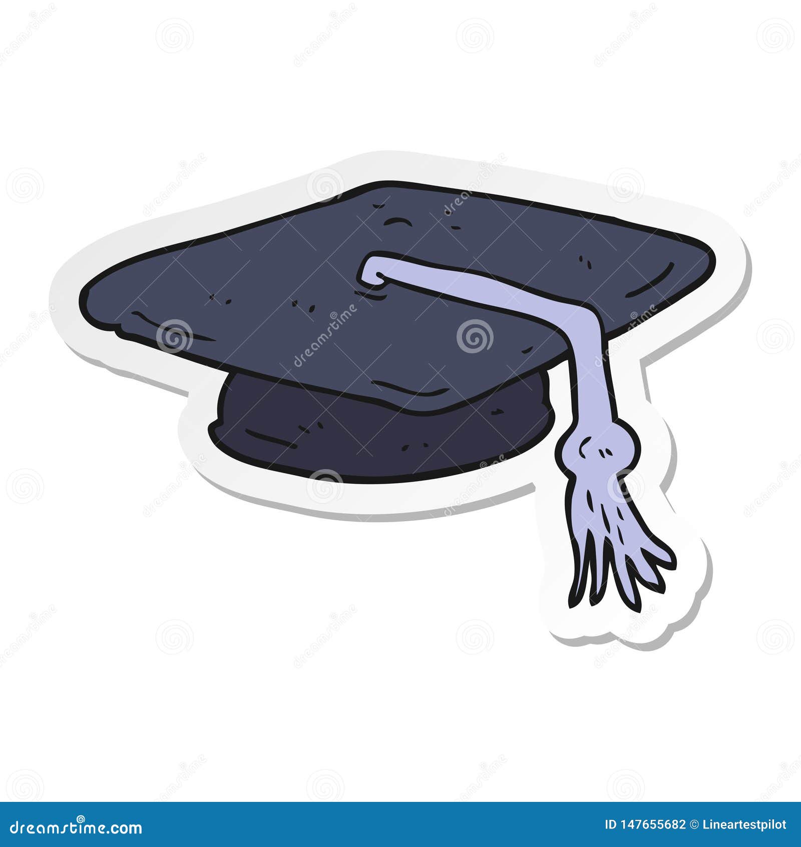 Sticker of a Cartoon Graduation Cap Stock Vector - Illustration of ...