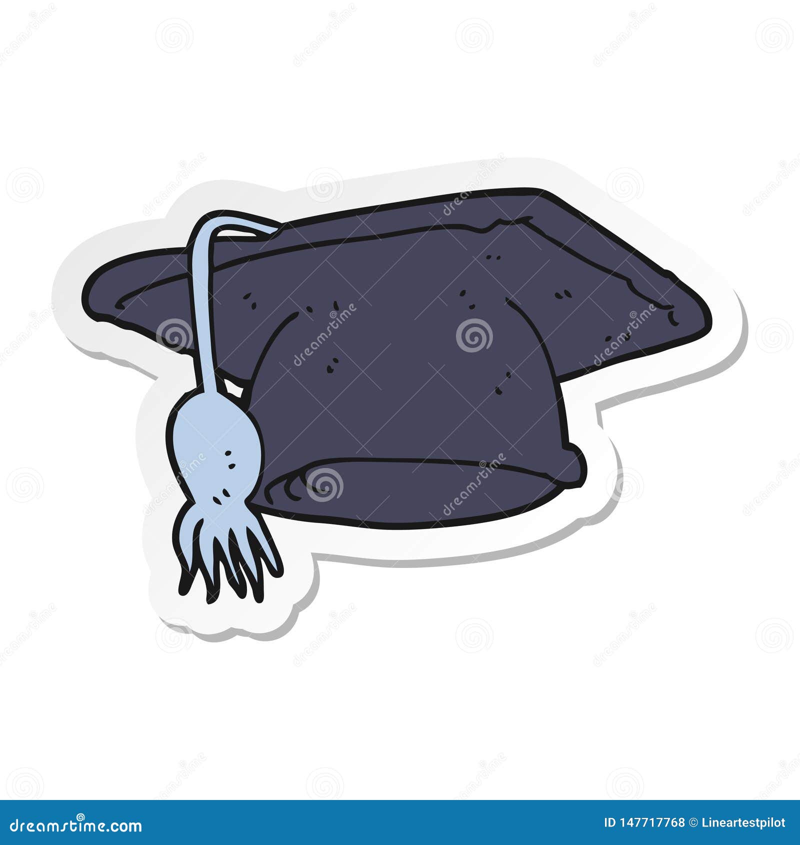 Sticker of a Cartoon Graduation Cap Stock Vector - Illustration of ...